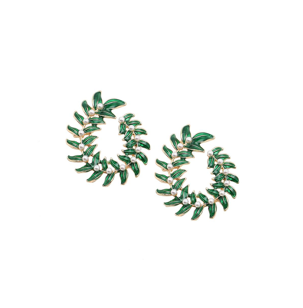 Click here for Sohi Womens Green Wreath Drop Earrings - Green prices