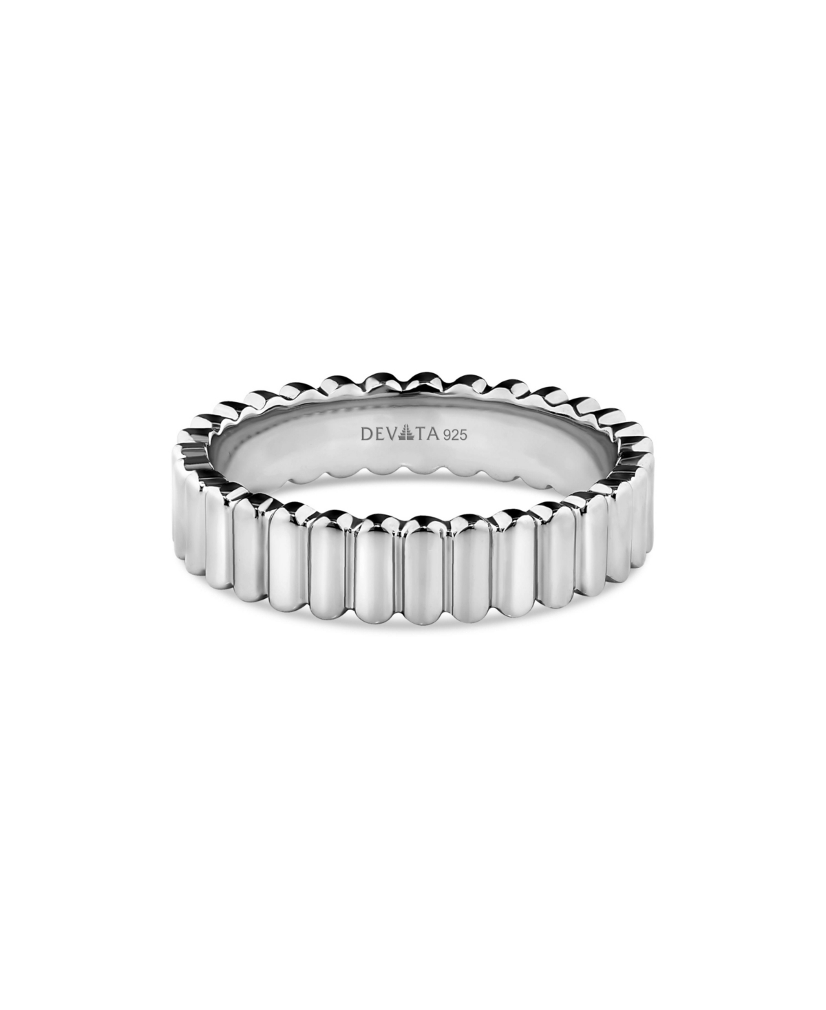 Click here for Devata Ribbed Band Ring in Rhodium Plated Sterling... prices