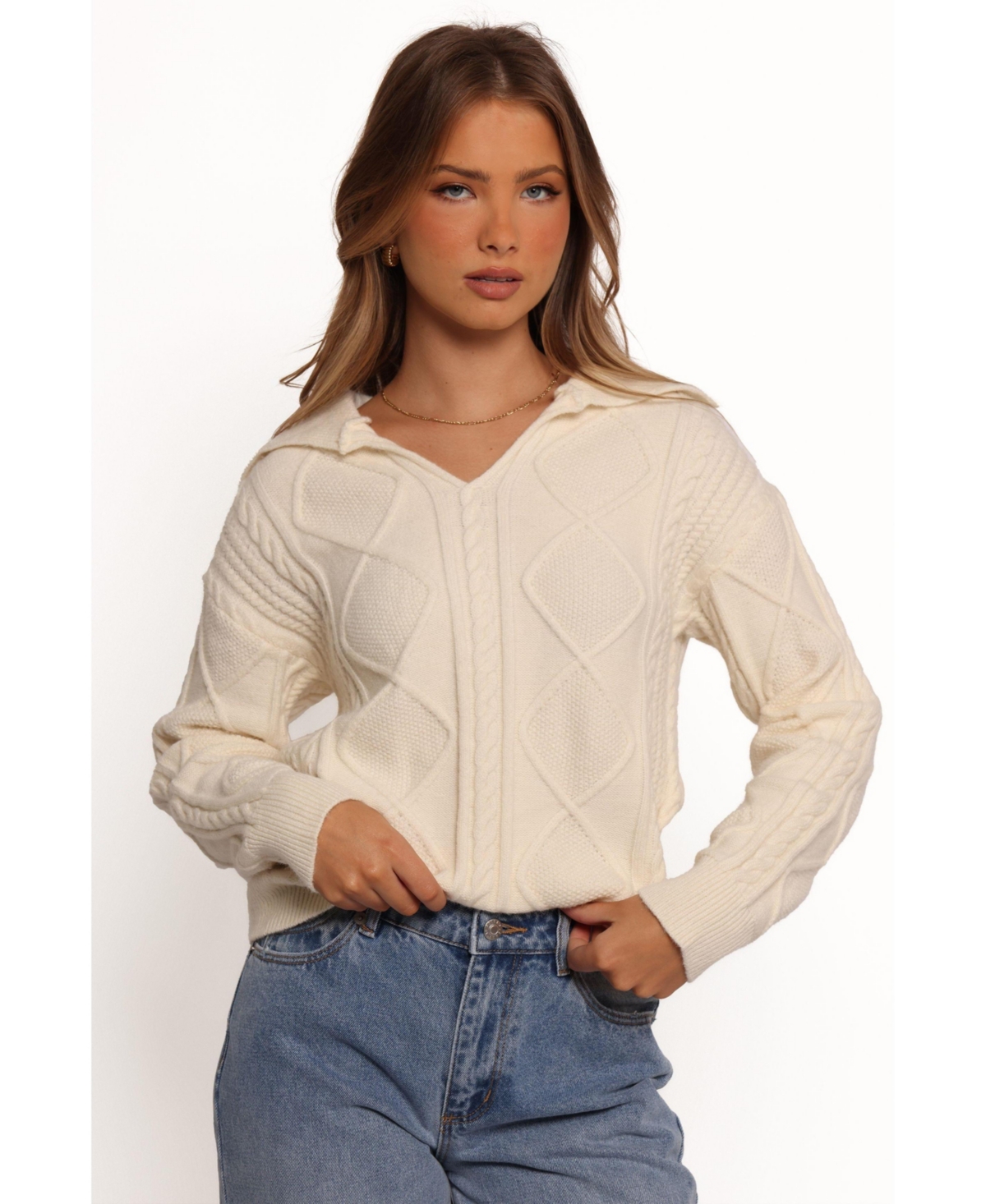 Click here for Petal and Pup Womens Robbie Collar Neck Cable Knit... prices
