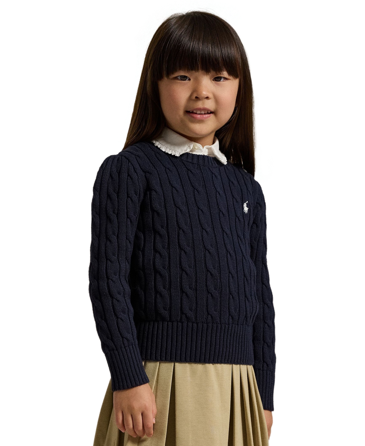Click here for Polo Ralph Lauren Girls 2T-6X Crewneck Cable Knit... prices