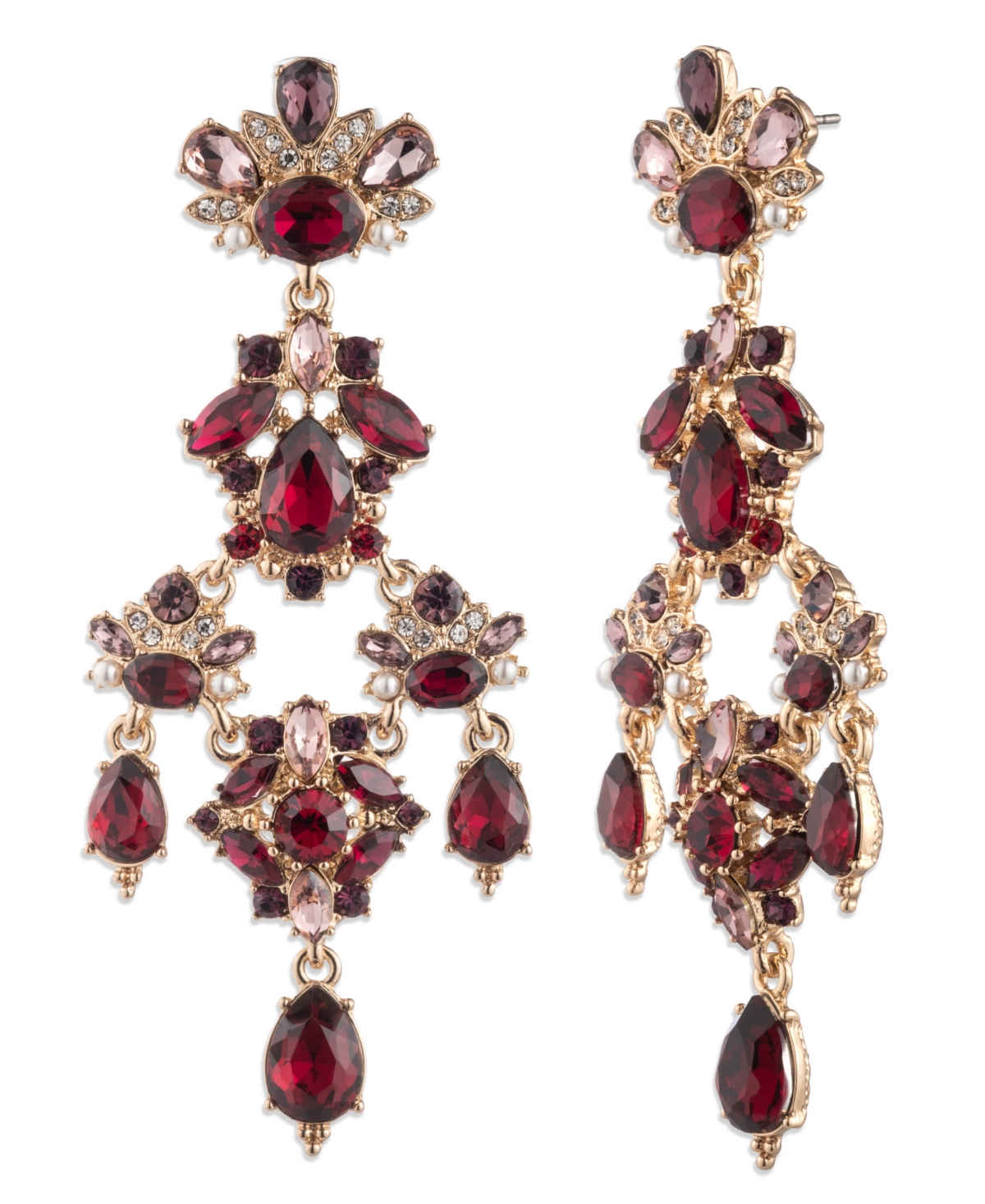 Click here for Marchesa Imitation Pearl Multi Stone Gold-Tone Red... prices