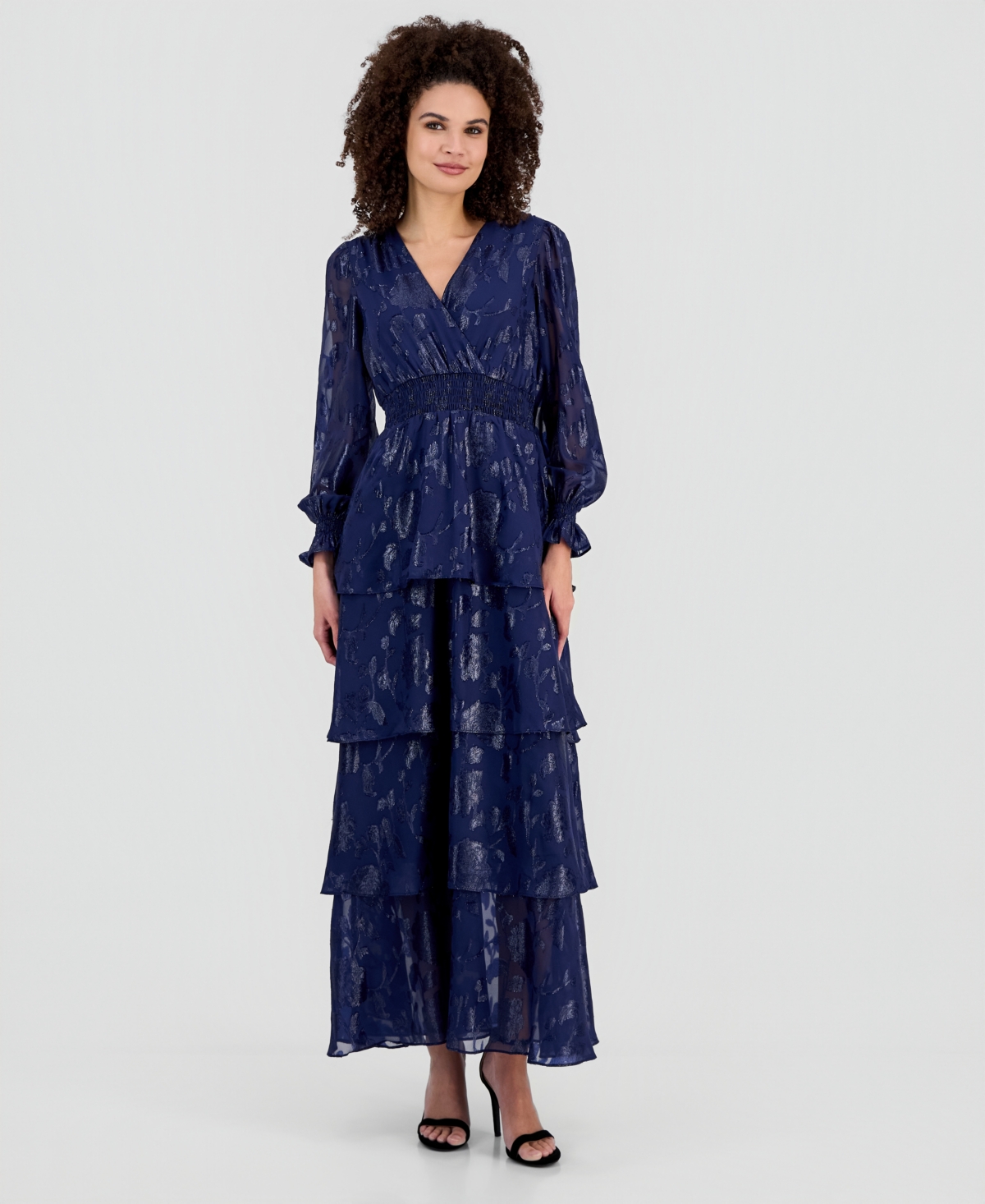 Click here for Anne Klein Womens Smocked-Trim Tiered Maxi Dress -... prices