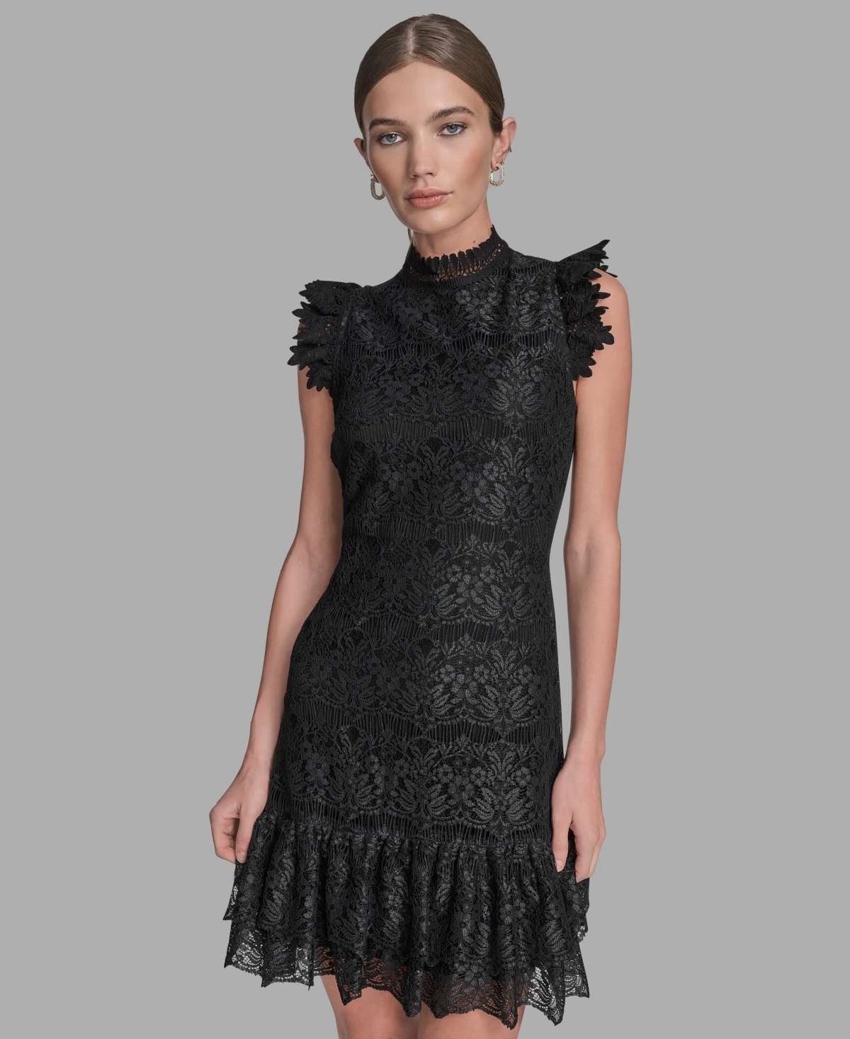 Click here for Bcbg Womens Floral Lace Ruffle Hem Shift Dress - B... prices
