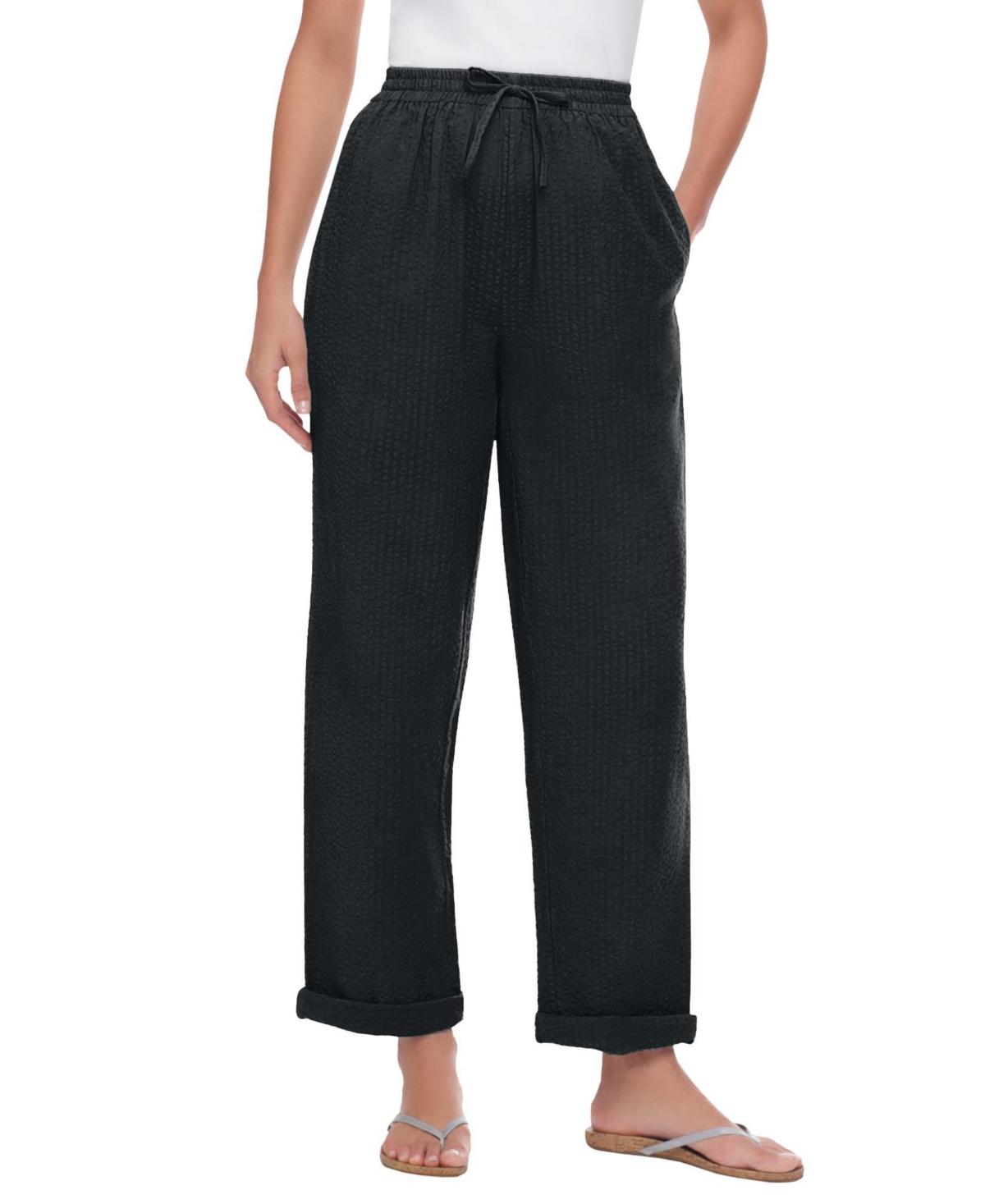 Click here for Woman Within Womens Within Tall Seersucker Pull-On... prices