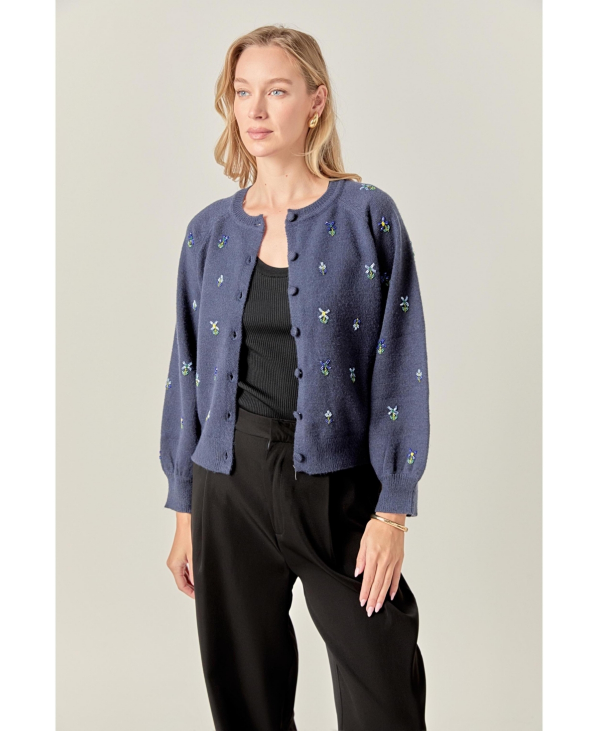 Click here for English Factory Womens Beads Floral Round Neck Car... prices