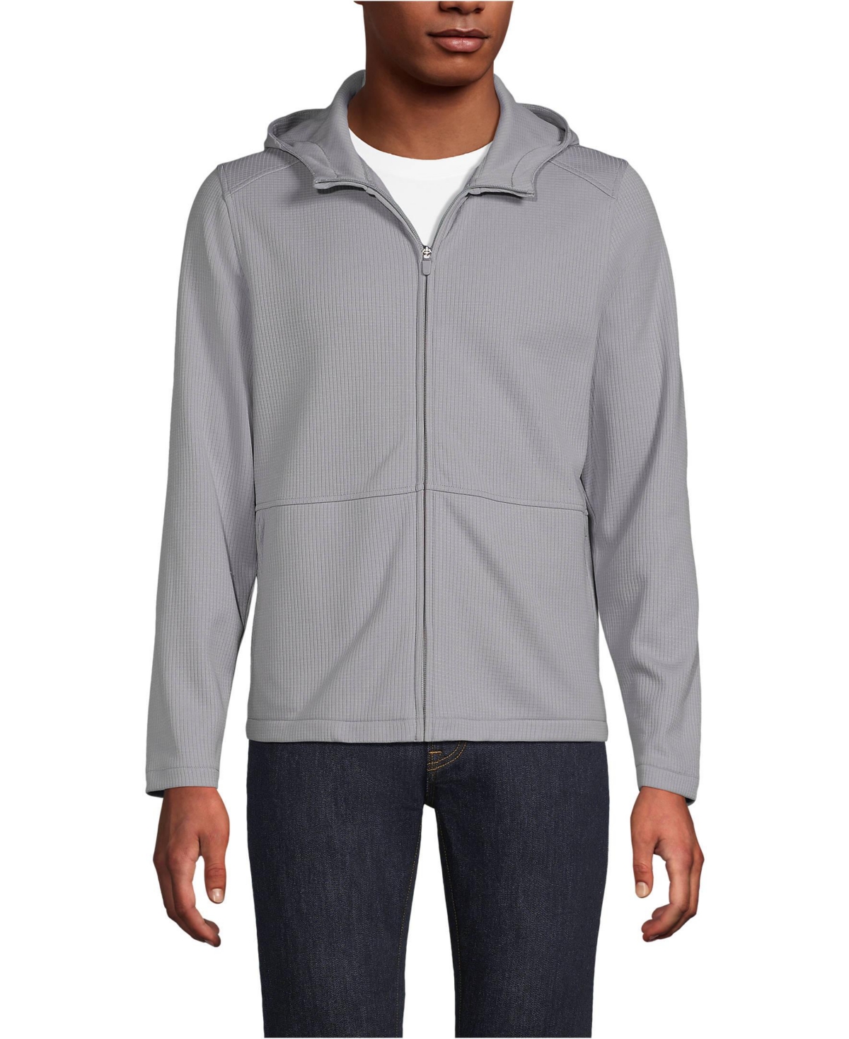 Click here for Lands End Mens Unisex Grid Tech Hooded Zip Front J... prices