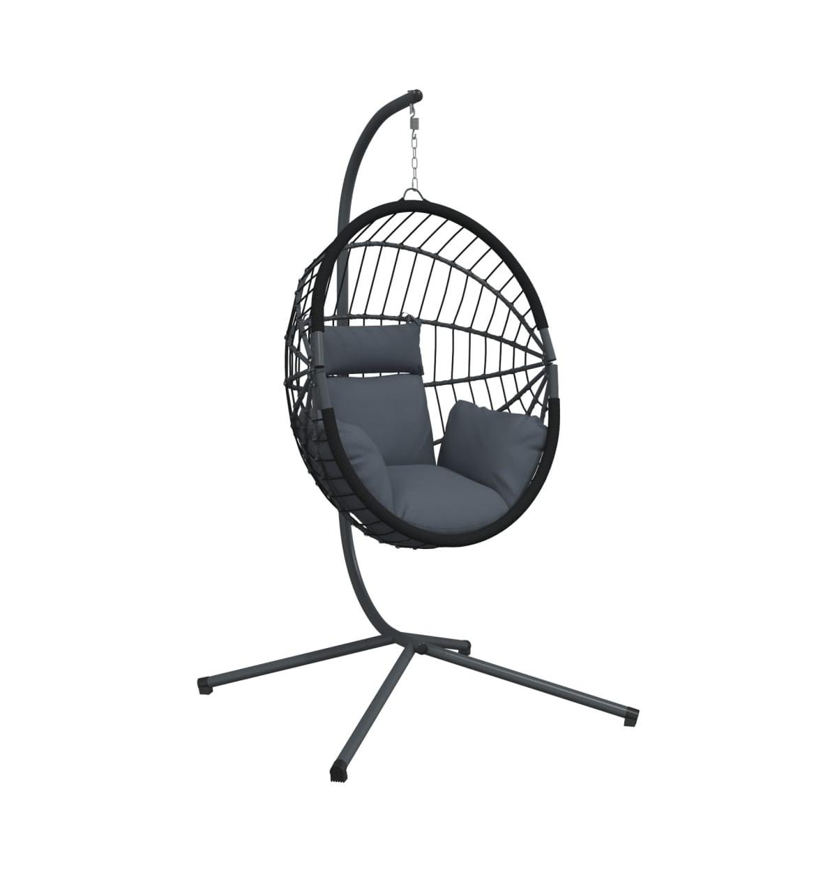 Click here for Hanging Egg Chair Anthracite  Black Steel  Rope  R... prices