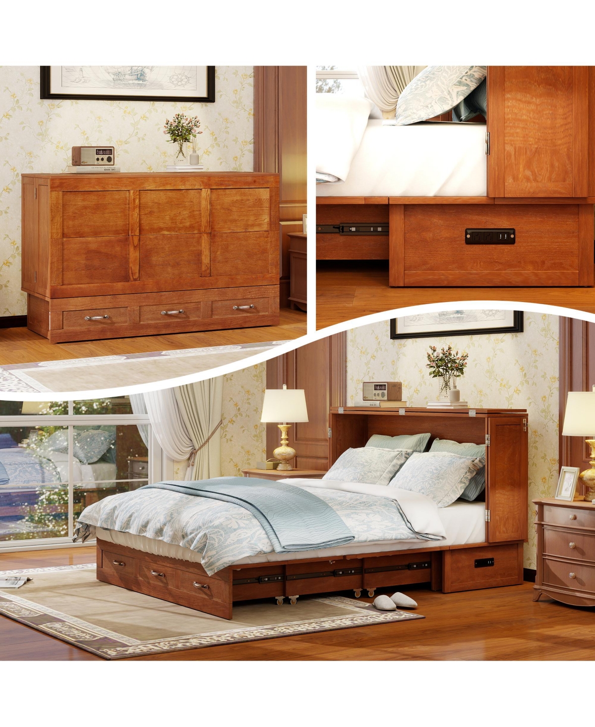 Click here for Livelylodge Solid Wood Queen Murphy Bed Cabinet Us... prices