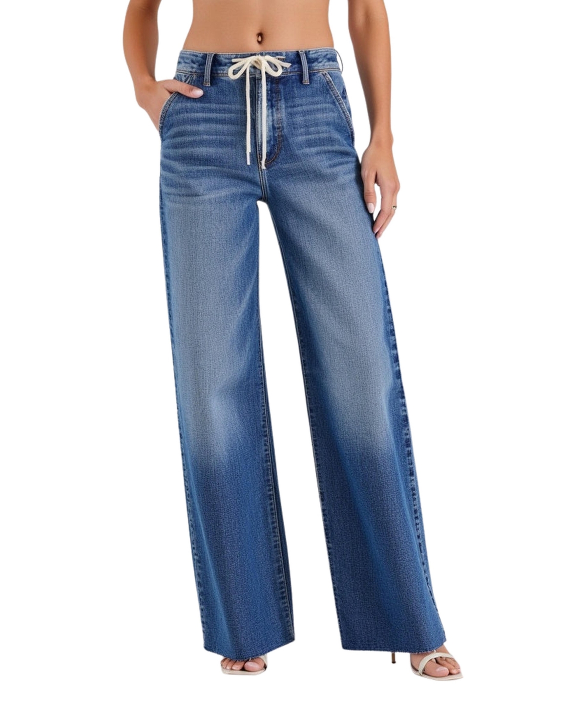 Click here for Modenaire Womens High-Waist Light Wash Wide-Leg Cu... prices