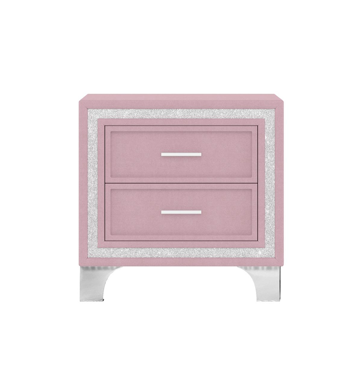 Click here for Cesicia Velvet Nightstand with Silver Glitter Stri... prices
