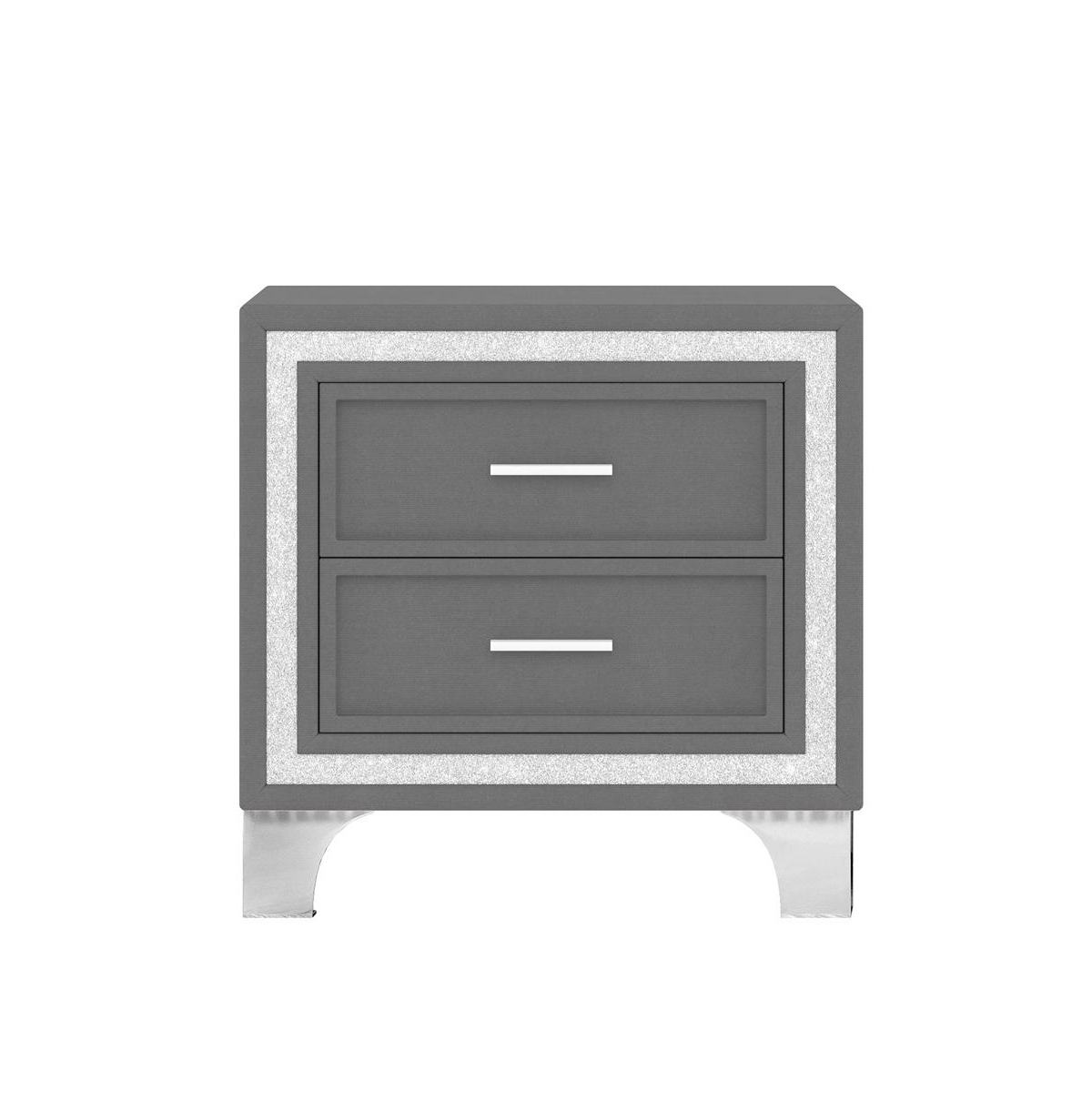 Click here for Cesicia Velvet Nightstand with Silver Glitter Stri... prices
