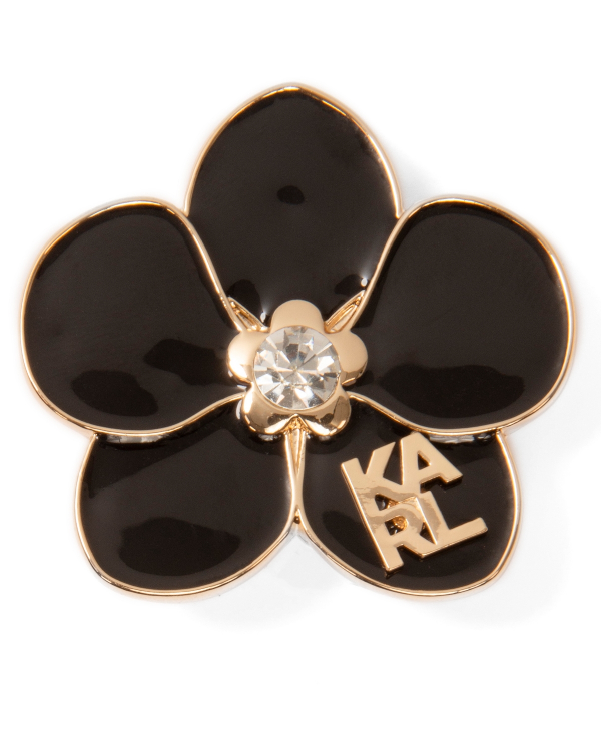 Karl Lagerfeld Paris Gold-Tone Orchid Logo Pin - Black