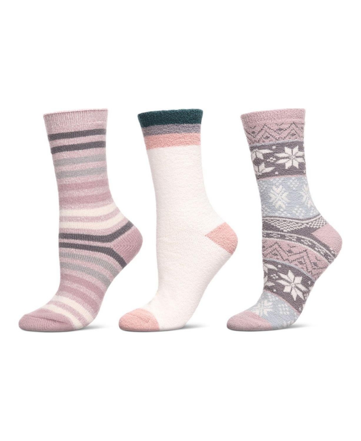 Click here for MeMoi Womens 3 Pair Pack Cozy Crew Socks - Pink prices