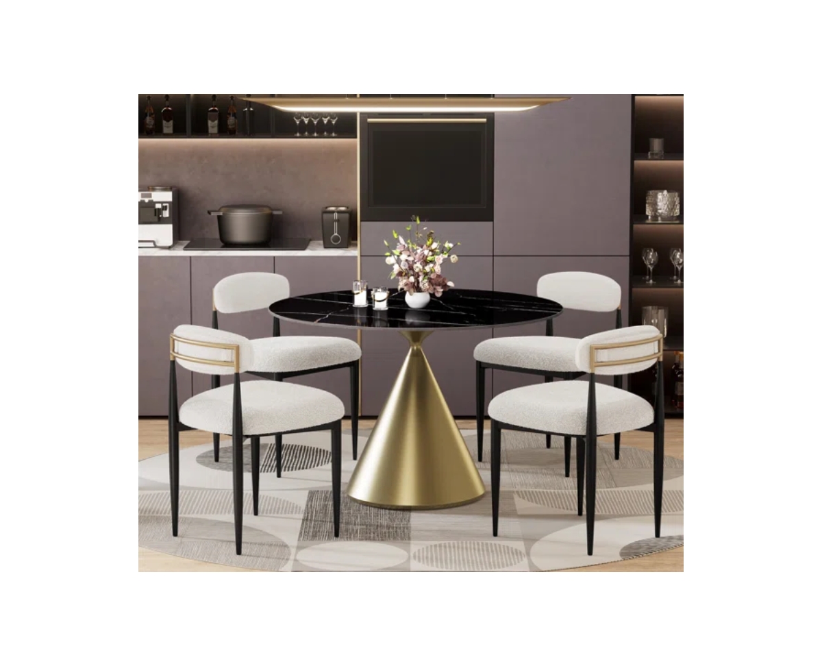 Click here for Morden Fort 5 Piece Round 47 Faux Marble Dining Se... prices