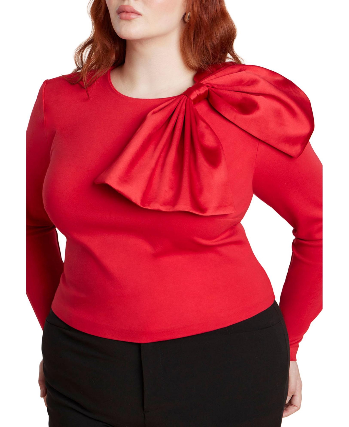 Click here for Eloquii Womens Strong Shoulder Top With Bow - Barb... prices
