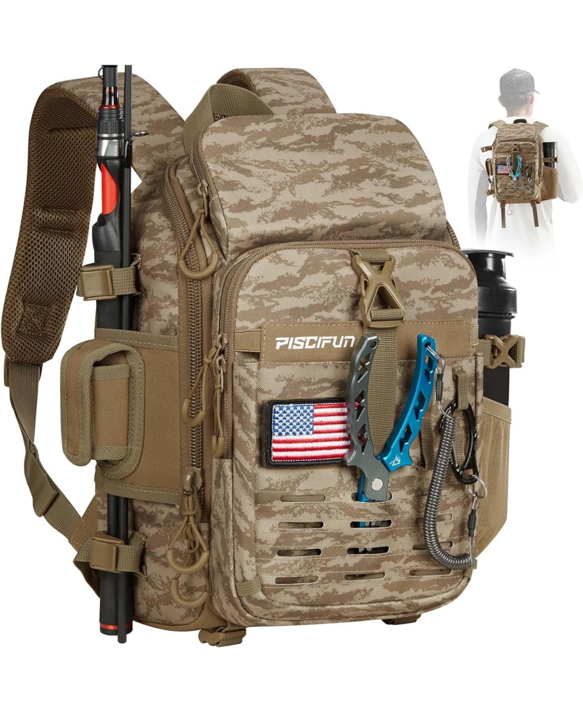 Click here for Fishing Tackle Backpack with Rod & Gear Holder  Li... prices
