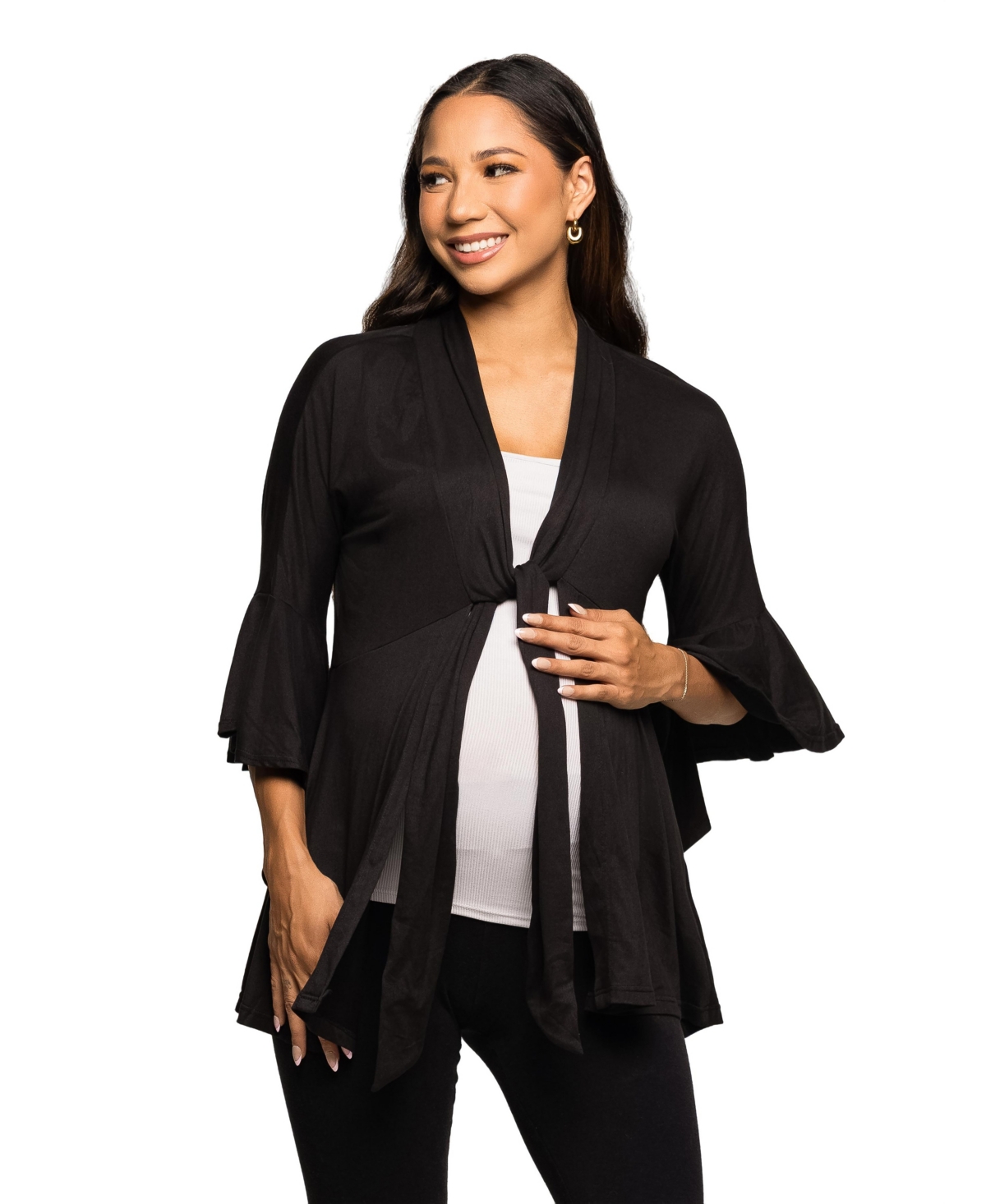 Click here for 24seven Comfort Apparel Womens Maternity Tie Front... prices