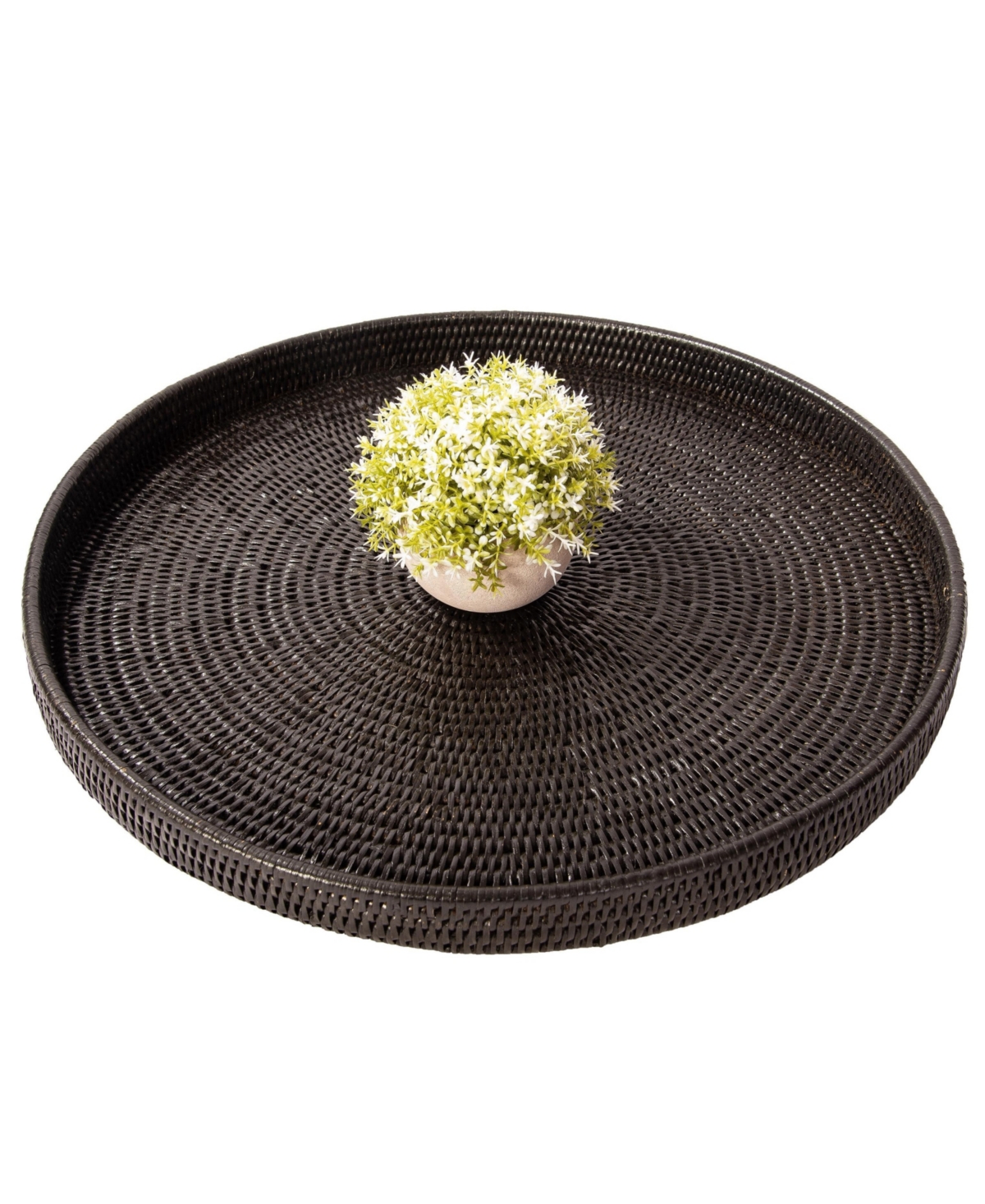 Artifacts Rattan Round Tray 28" - Tudor black