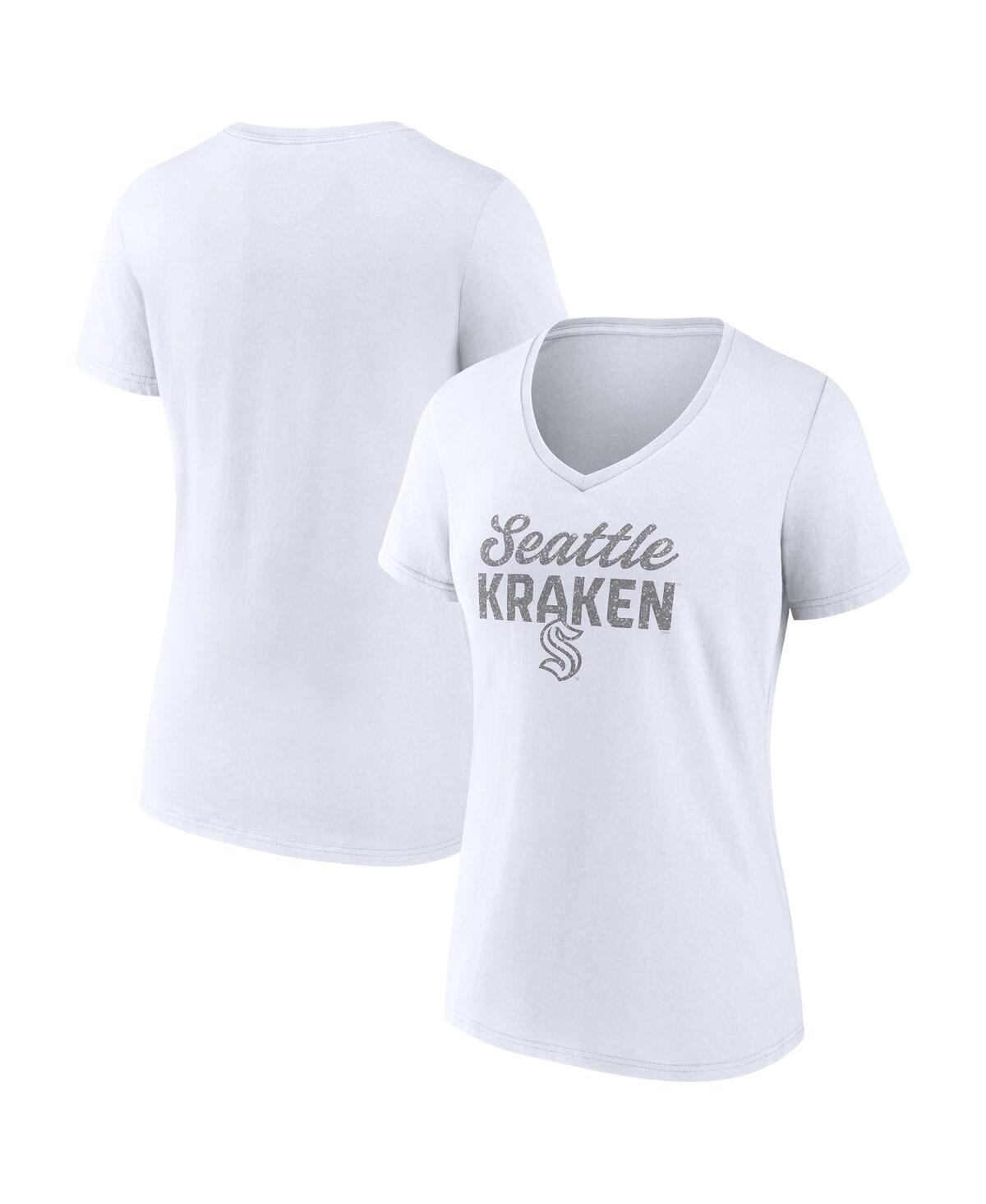 Click here for Fanatics Womens Seattle Kraken White Out V-Neck T-... prices