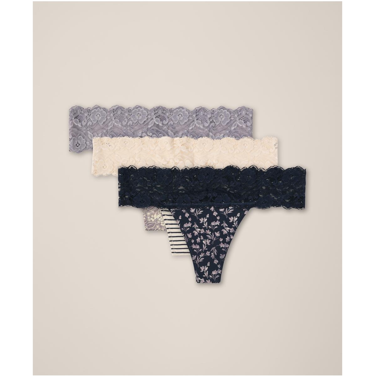 Click here for Pact Womens Organic Cotton Lace Waist Thong 3-Pack... prices