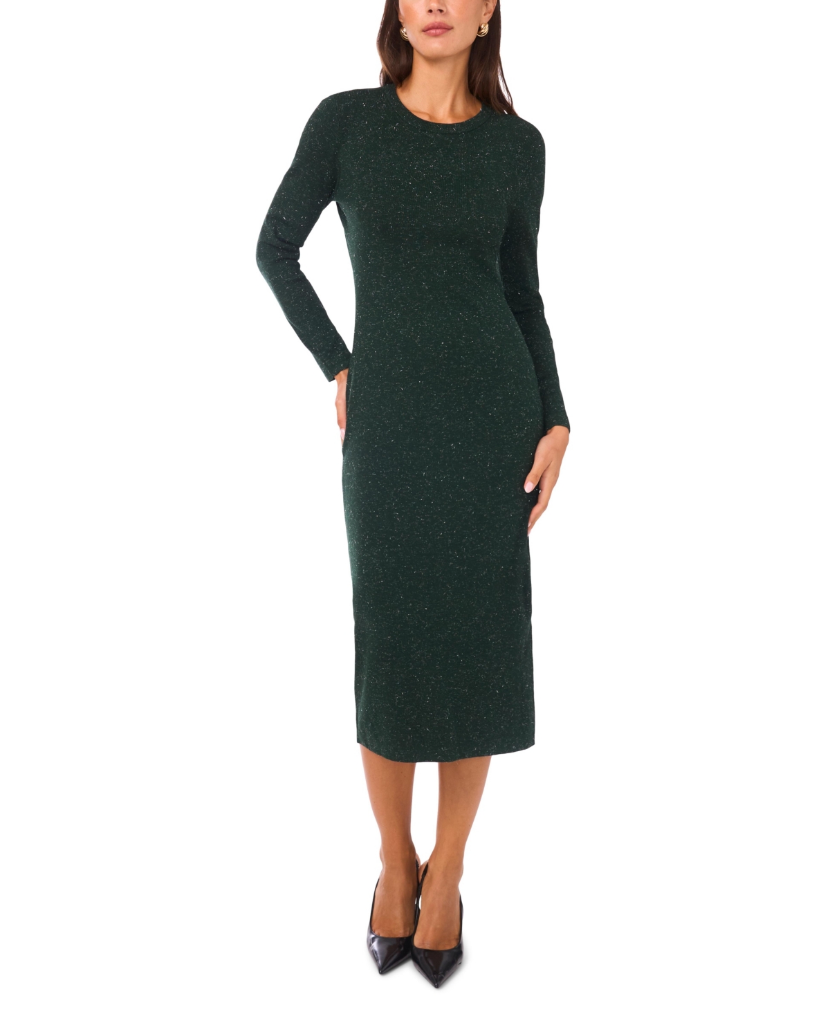 Click here for Vince Camuto Womens Ribbed Long Sleeves Midi Dress... prices