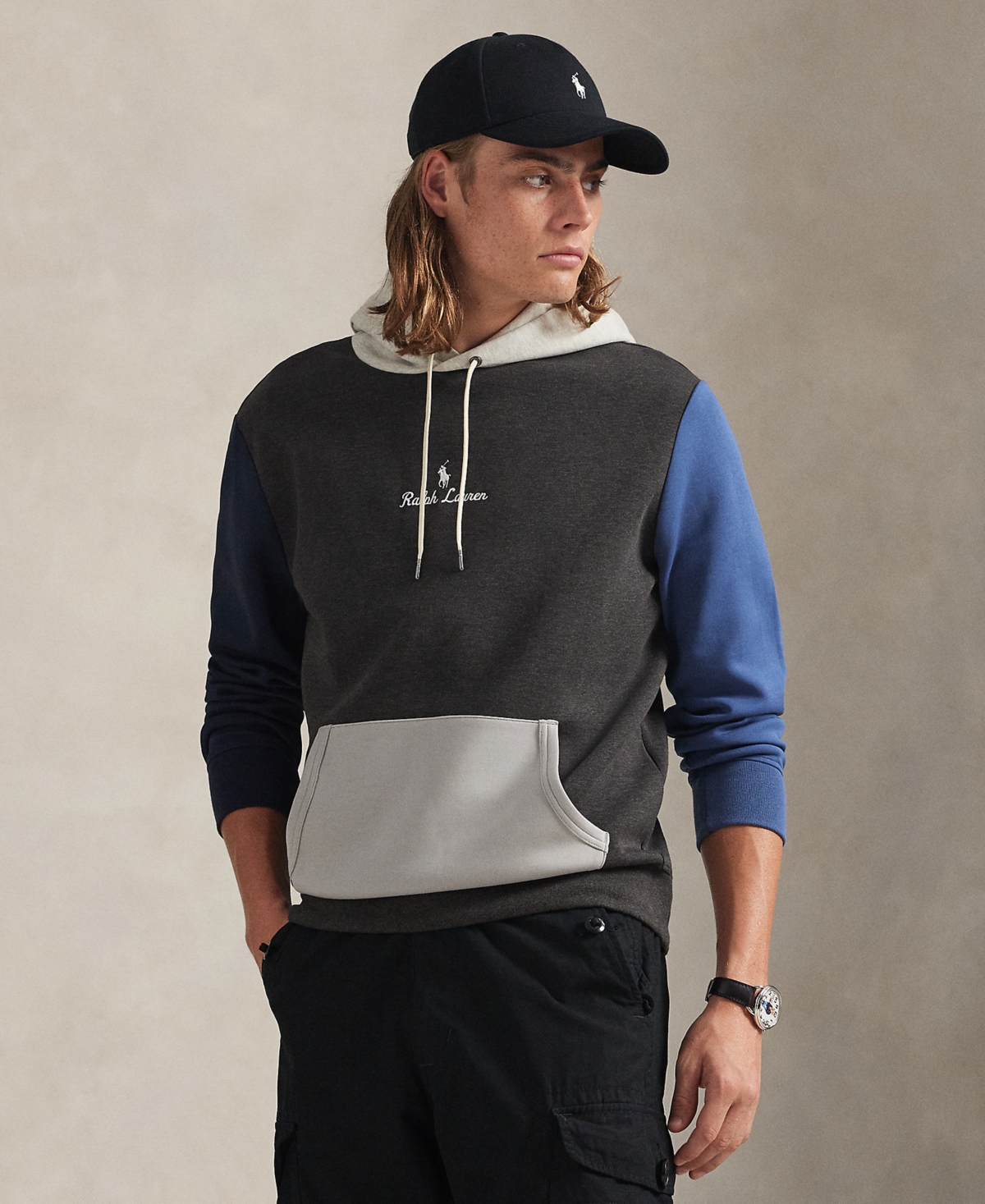 Click here for Polo Ralph Lauren Mens Logo Double-Knit Hoodie - D... prices