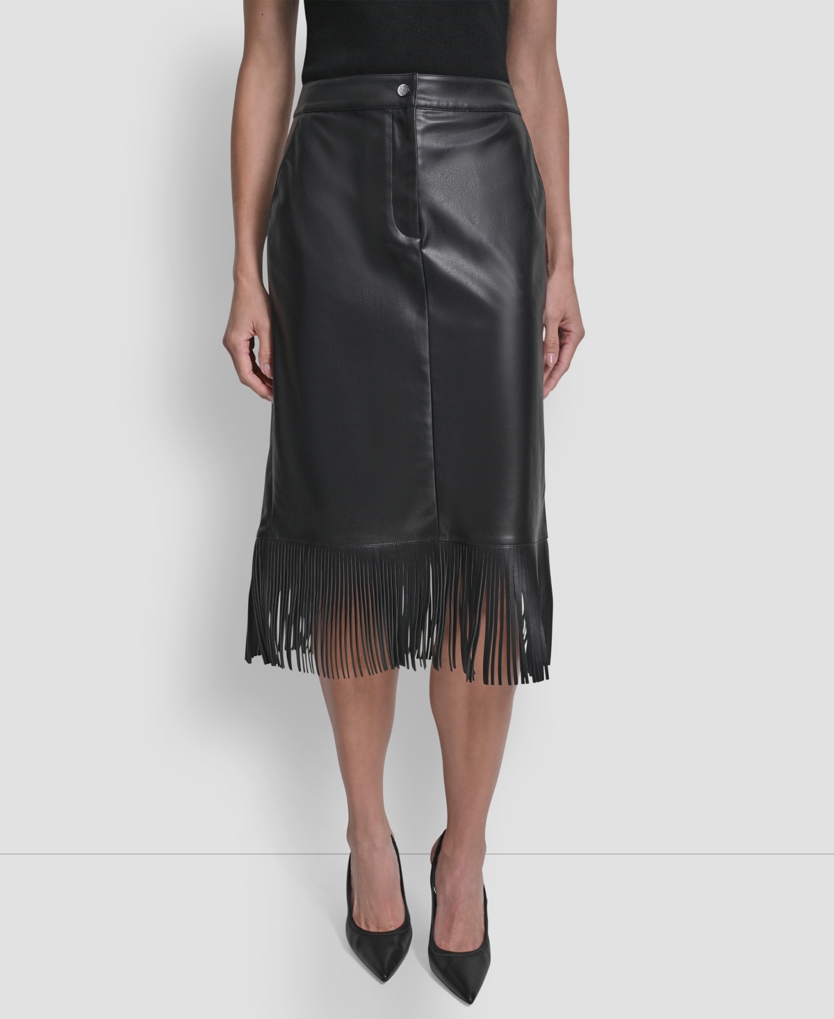 Click here for Dkny Womens Fringe Midi Skirt - Black prices