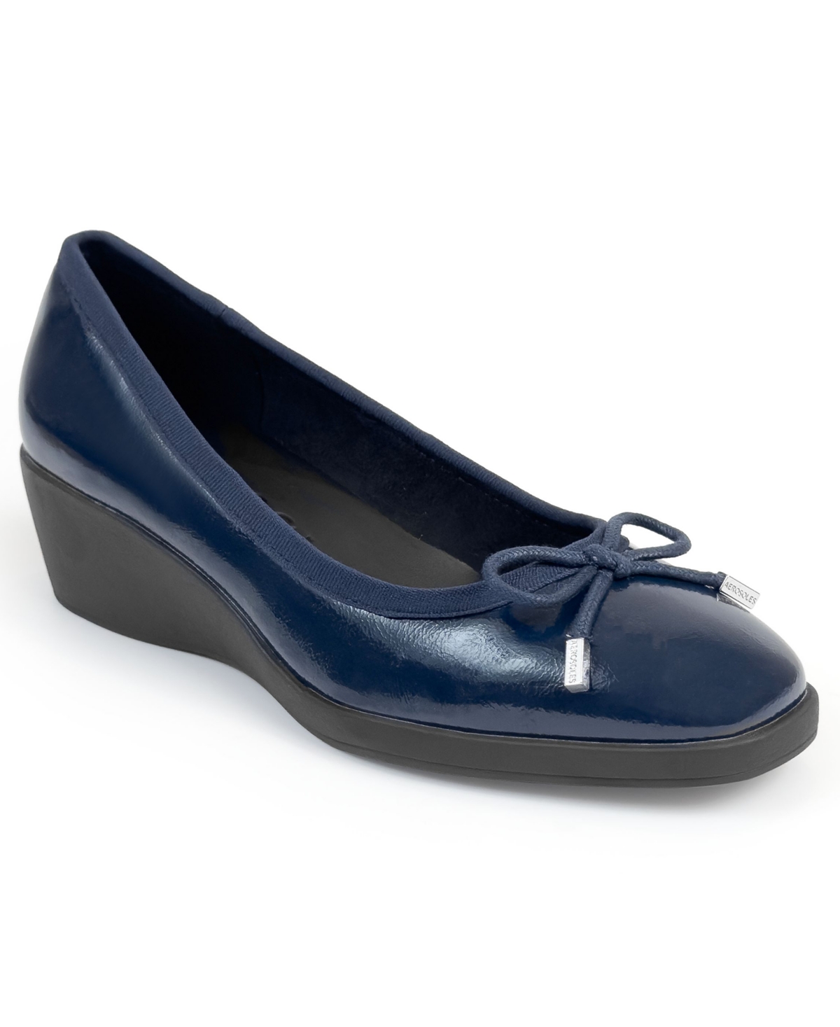 Click here for Aerosoles Womens Tema Wedge Pump - Navy Crinkle Fa... prices
