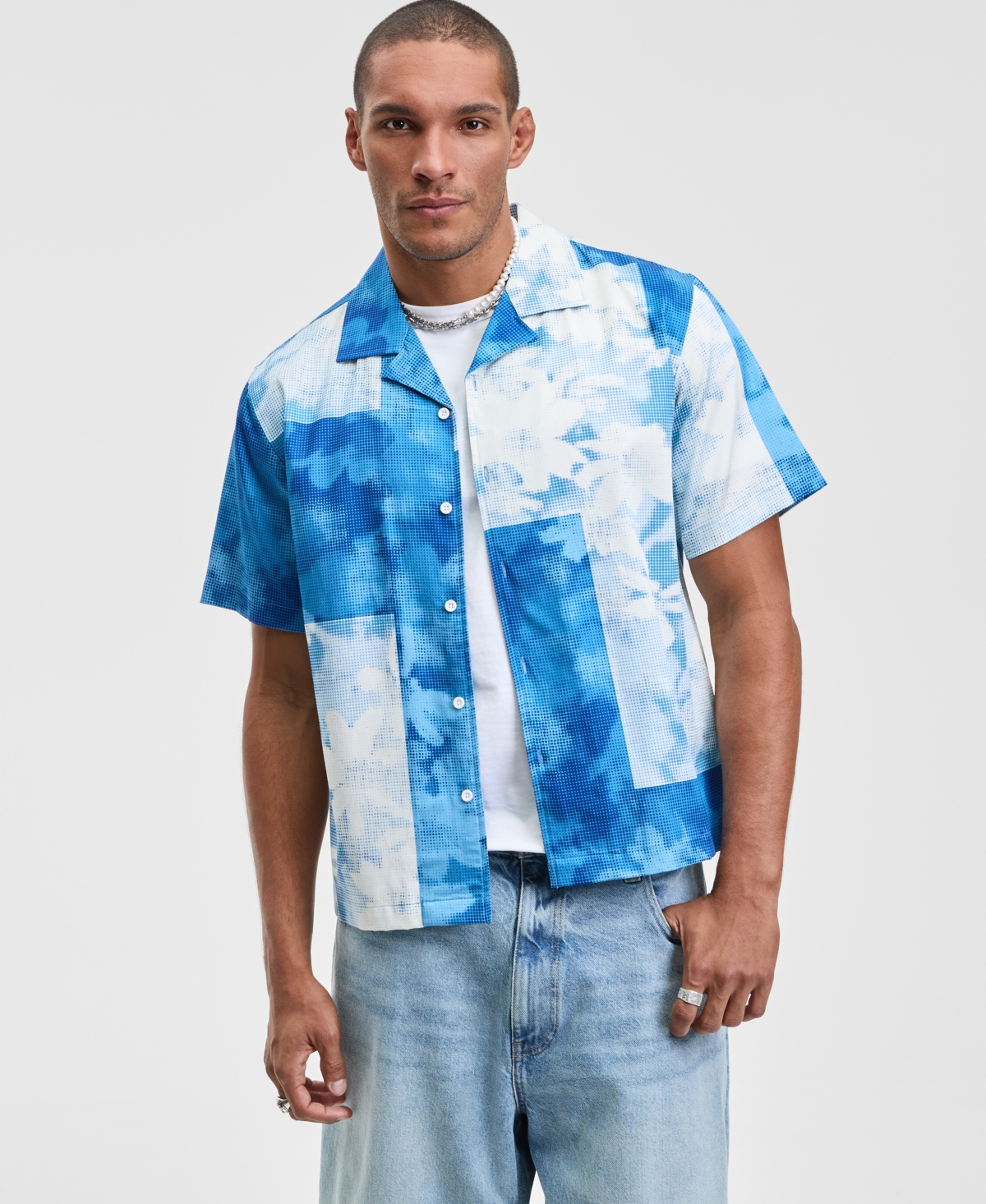 Click here for Mode of One Mens Relaxed Fit Short Sleeve Pointill... prices