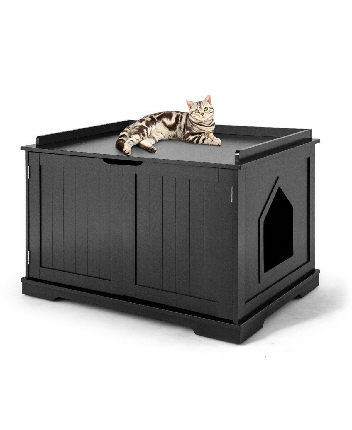 Click here for Gymax Cat Litter Box Wooden Enclosure Pet House Si... prices