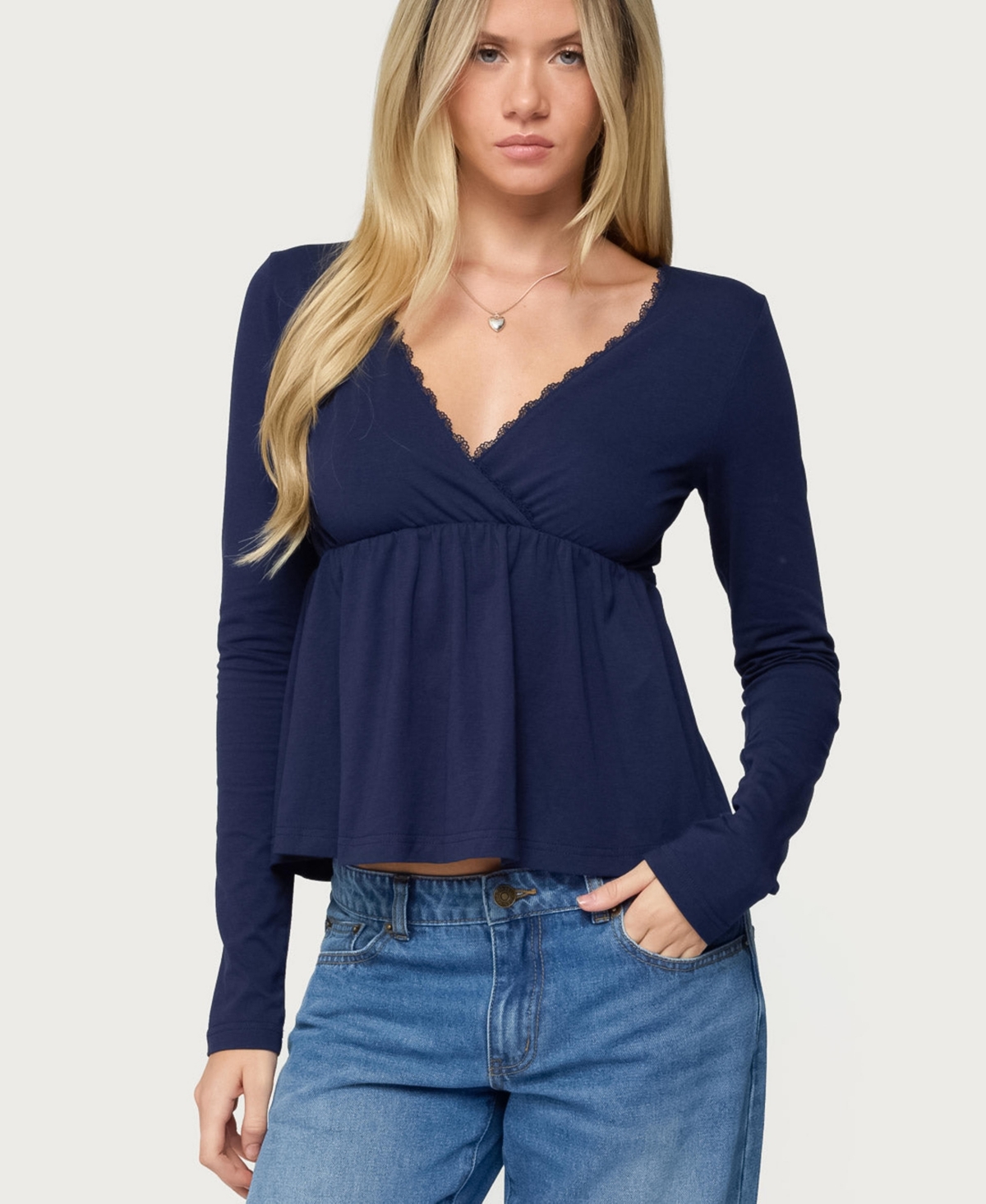 Click here for Edikted Womens Kenzie Long Sleeve Babydoll Top - N... prices