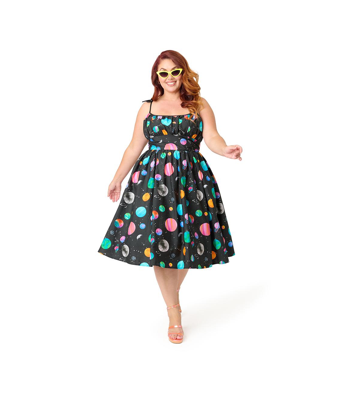 Click here for Unique Vintage Plus Size 1950s Cotton Swing Dress... prices