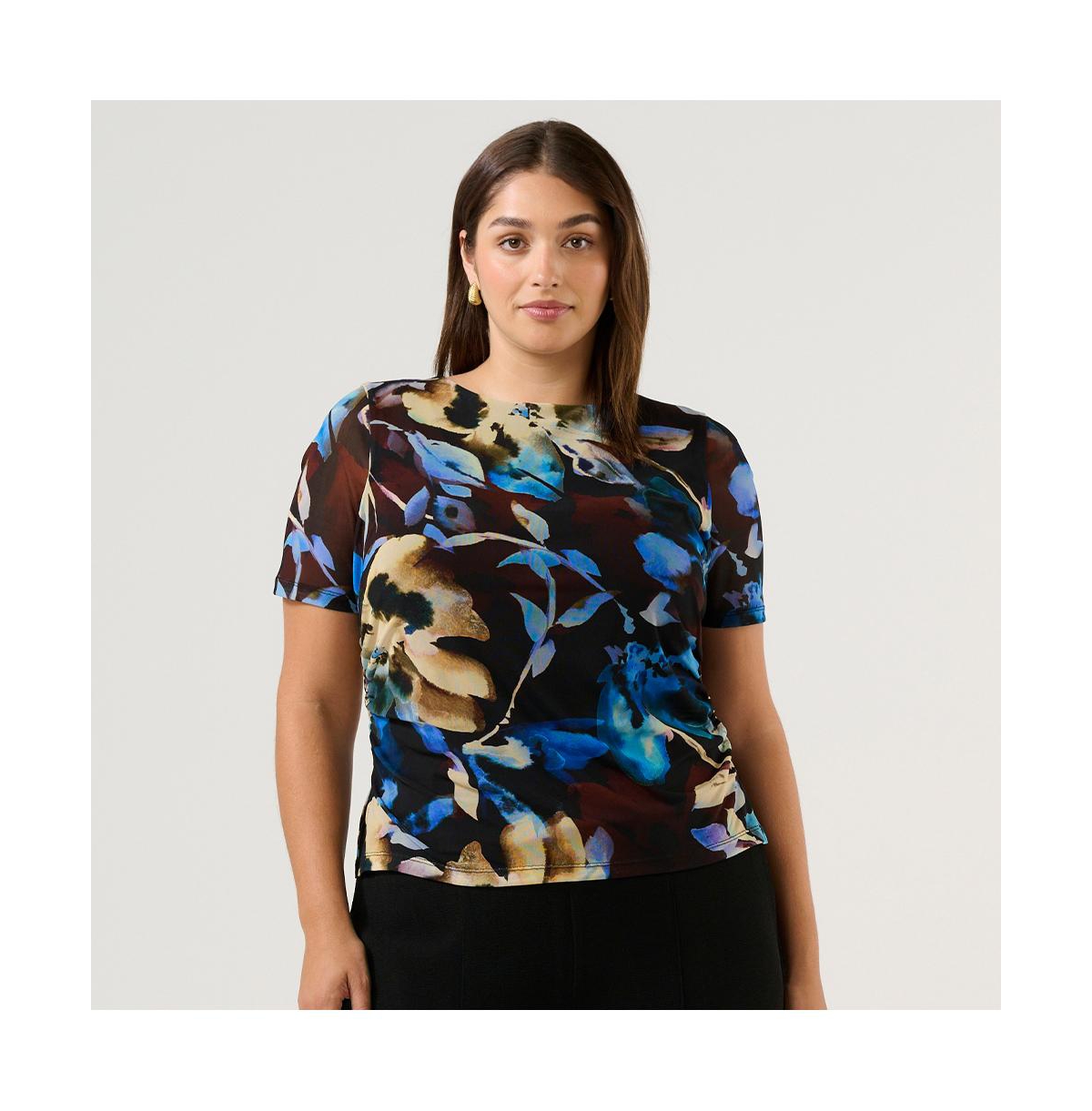 Click here for Estelle Plus Size Cleo Mesh Top - Blue prices