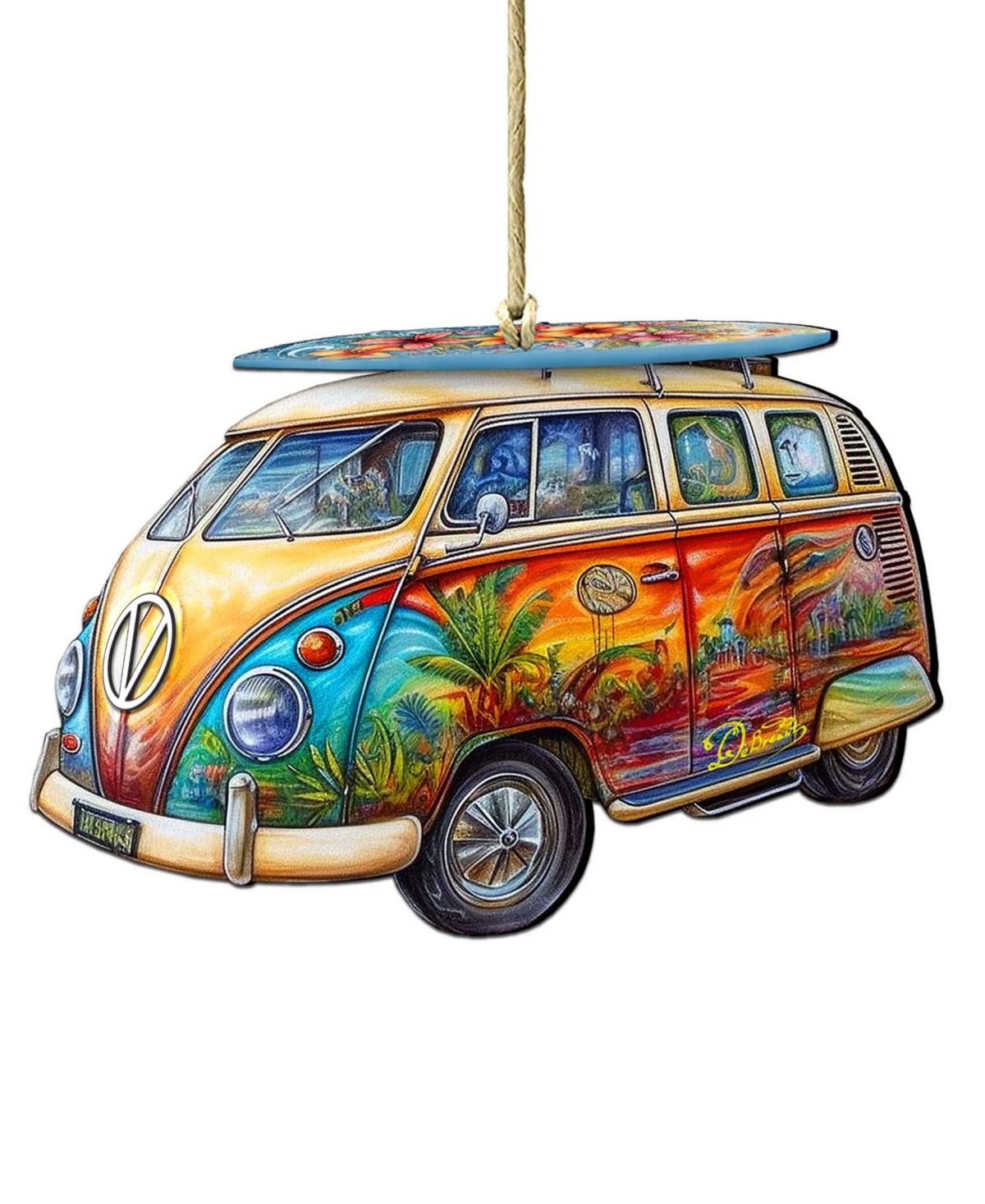 Click here for Designocracy Hippie Van Christmas Wooden Ornament... prices