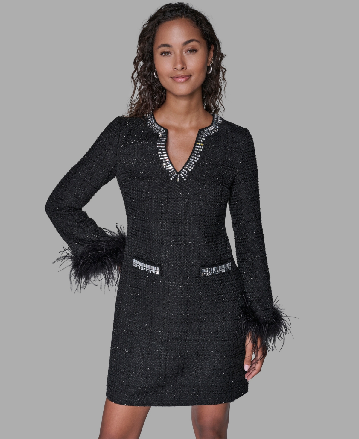 Click here for Karl Lagerfeld Paris Womens V-Neck Dress - Black prices