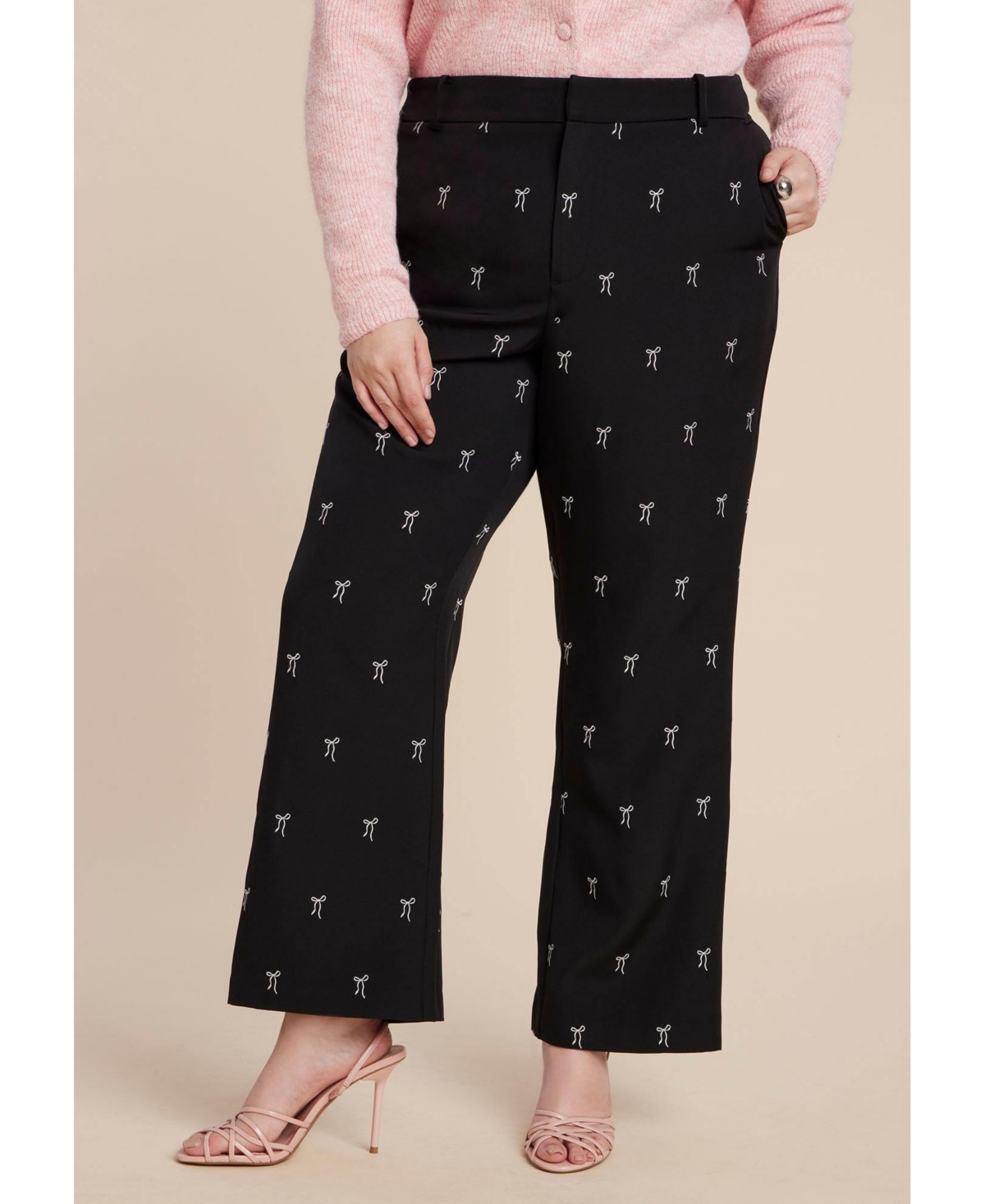 Click here for Eloquii Womens Embroidered Bow Bootcut Trouser - B... prices