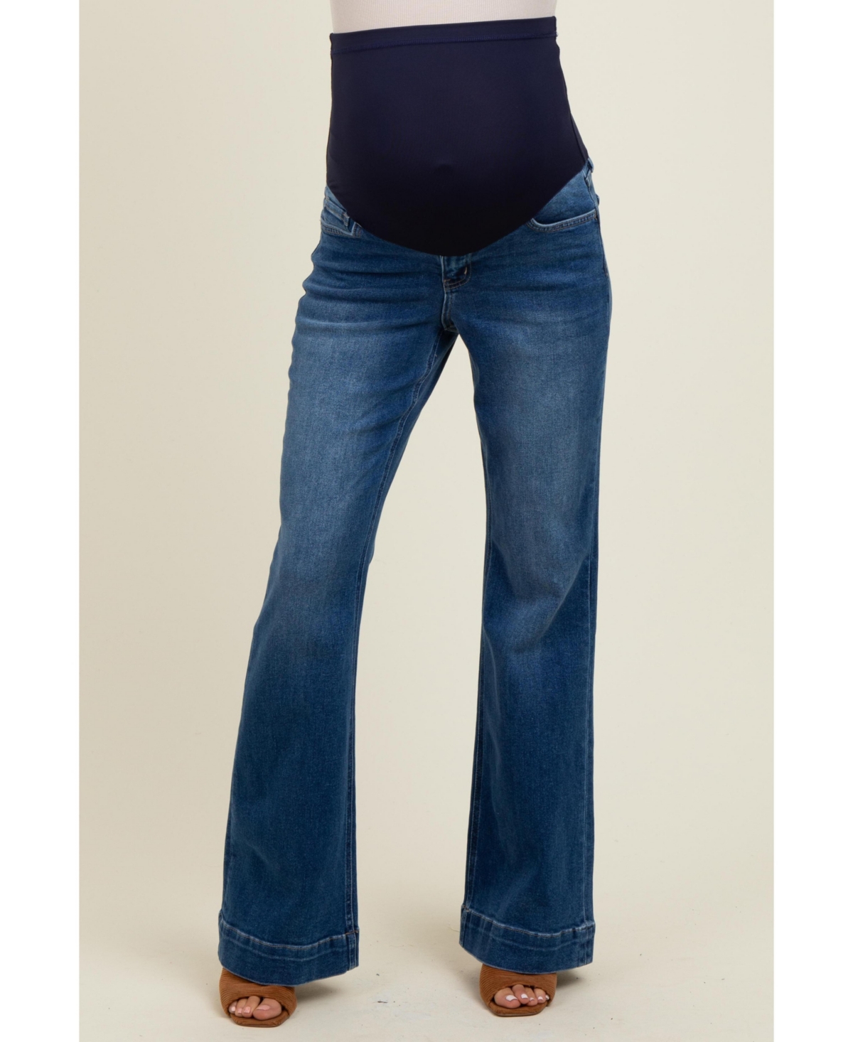 Click here for Pinkblush Maternity Navy Blue Wide Hem Flare Jeans... prices