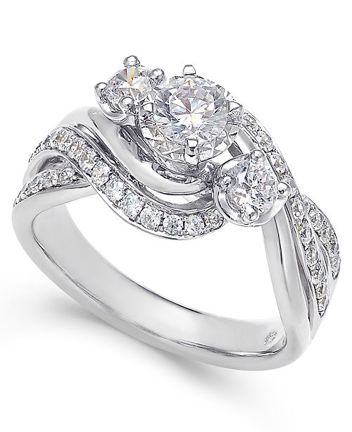 Macy's Diamond Engagement Ring (1 ct. t.w.) in 14k White or Yellow Gold ...