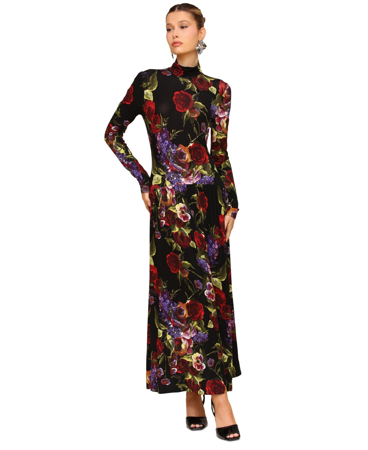Click here for Avec Les Filles Womens Long Sleeves Printed Maxi D... prices