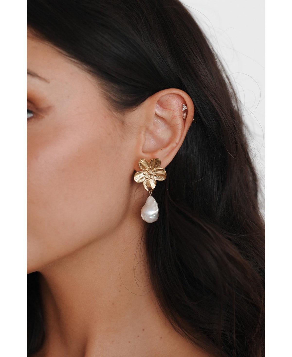 Click here for Untamed Petals Elise Baroque Drop Earrings - Gold prices