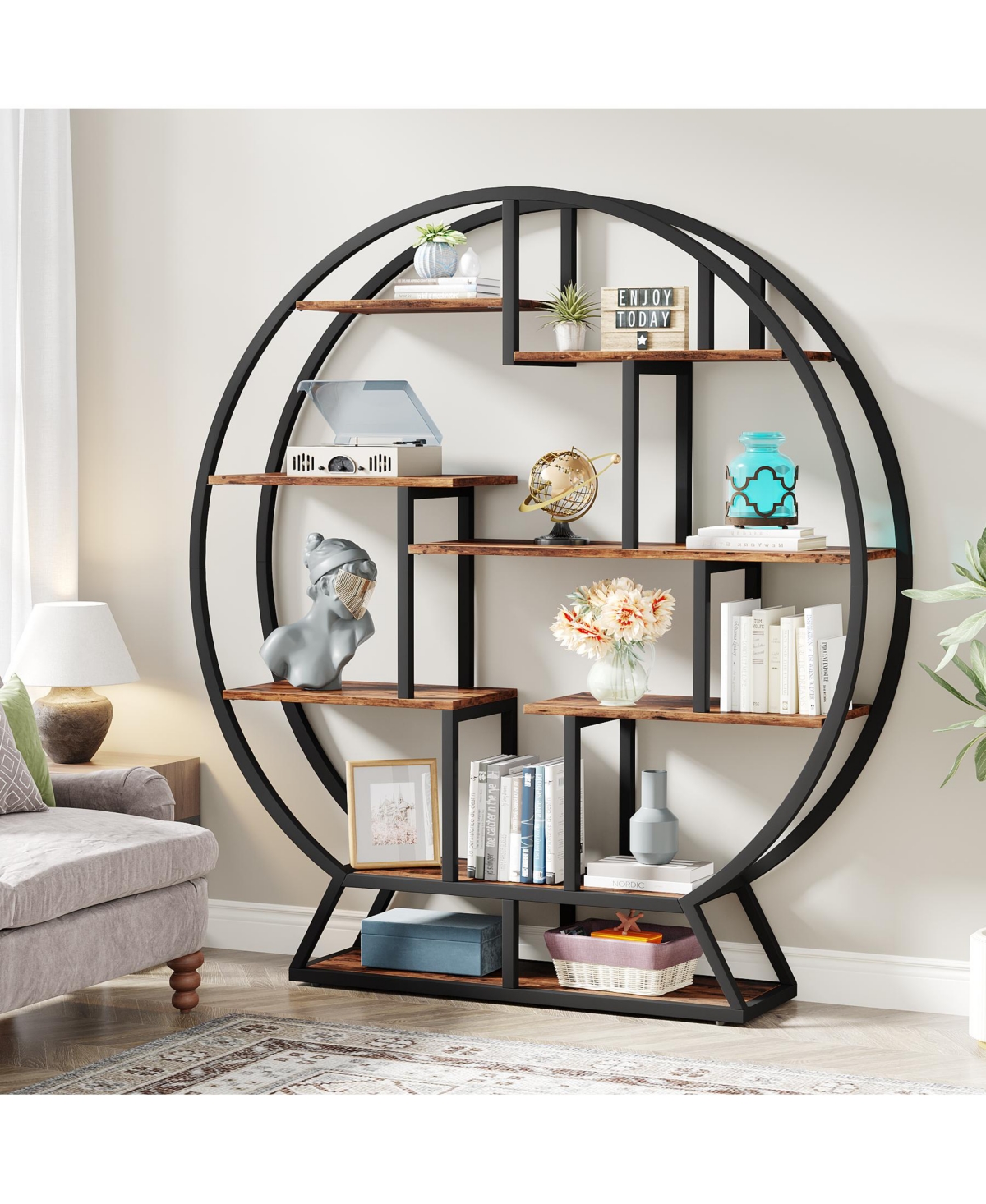 Click here for Tribesigns Bookshelf  Round Bookshelves Etagere Bo... prices