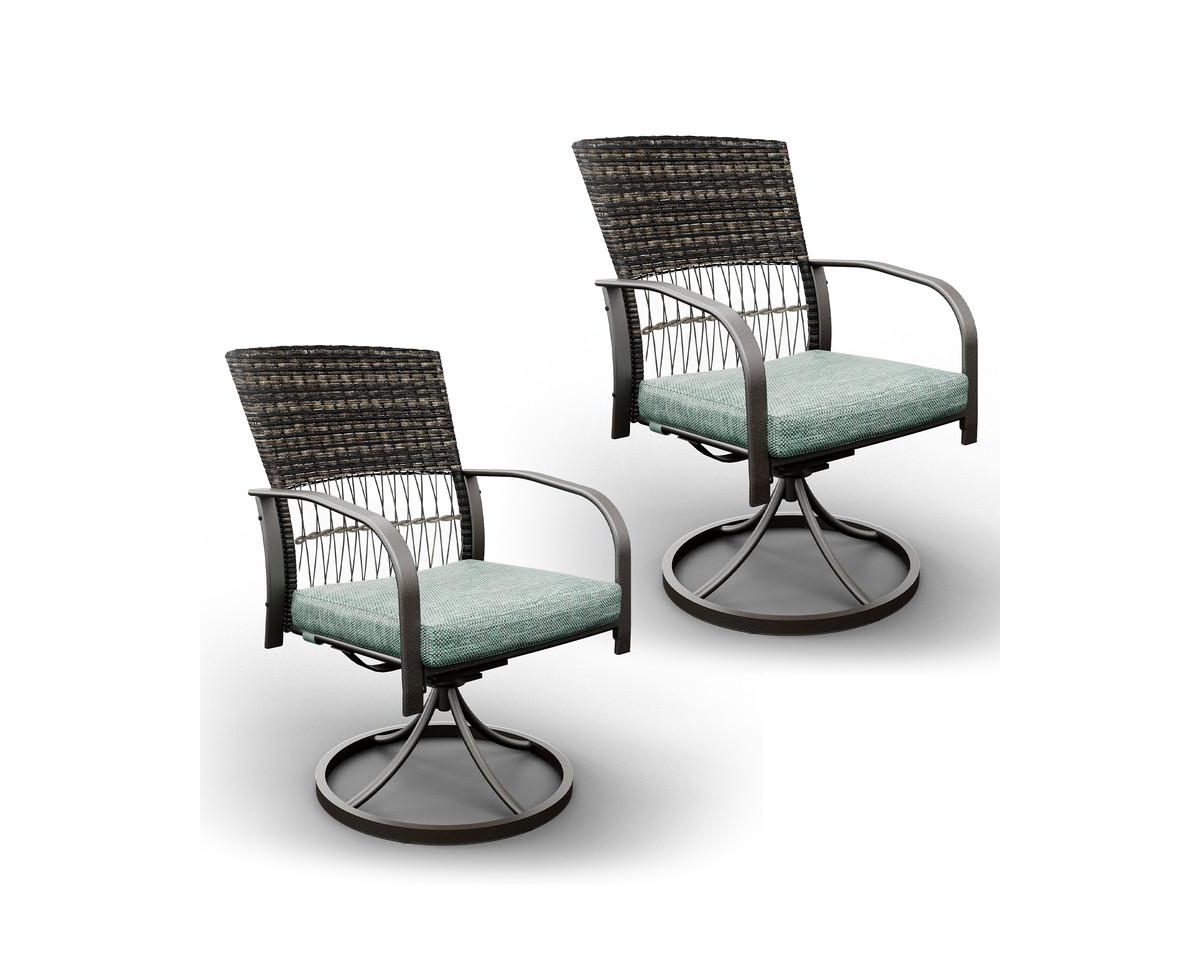 Click here for Pamapic Green Rattan Swivel Patio Dining Chair Set... prices