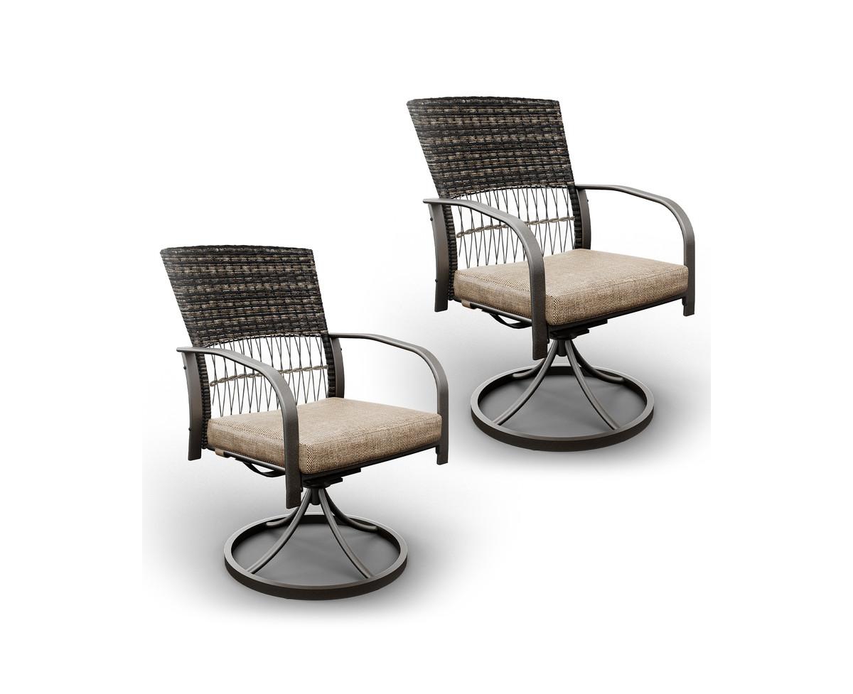 Click here for Pamapic Green Rattan Swivel Patio Dining Chair Set... prices
