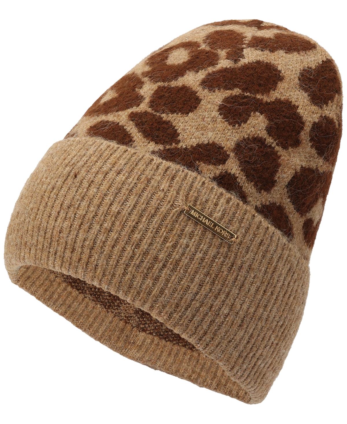 Michael Michael Kors Womens Leopard Crown Cuff Beanie - Leopard Print