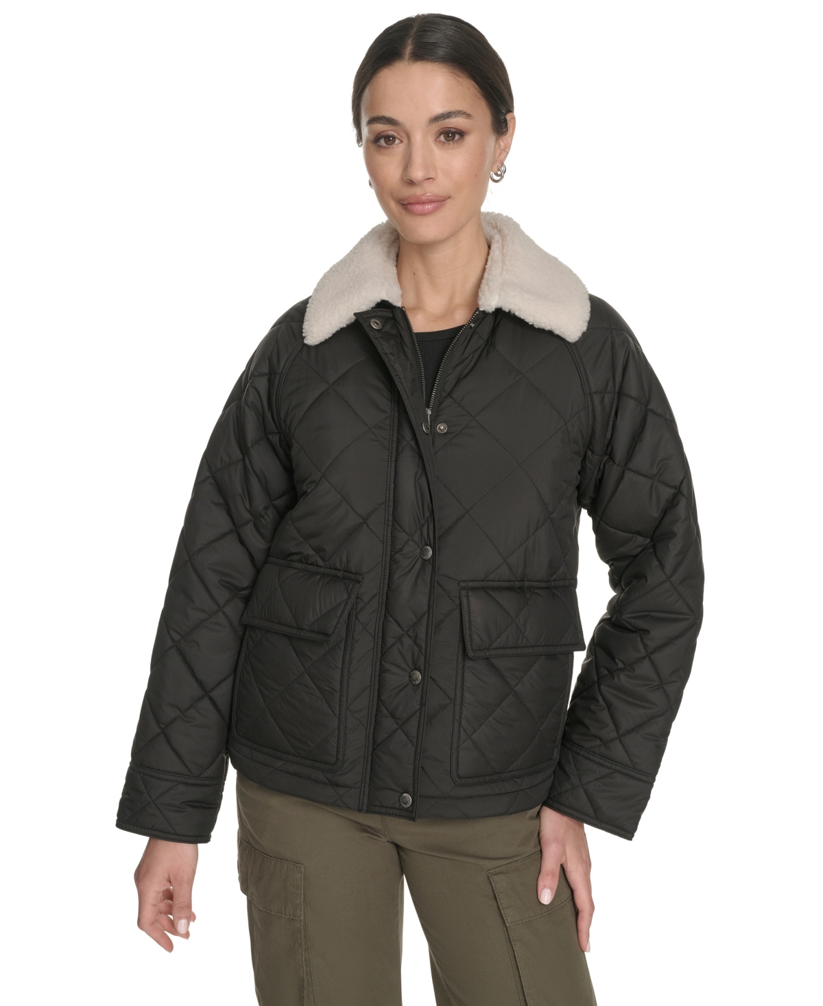Click here for Levis Womens Regular Diamond Quilted Jacket - Blac... prices