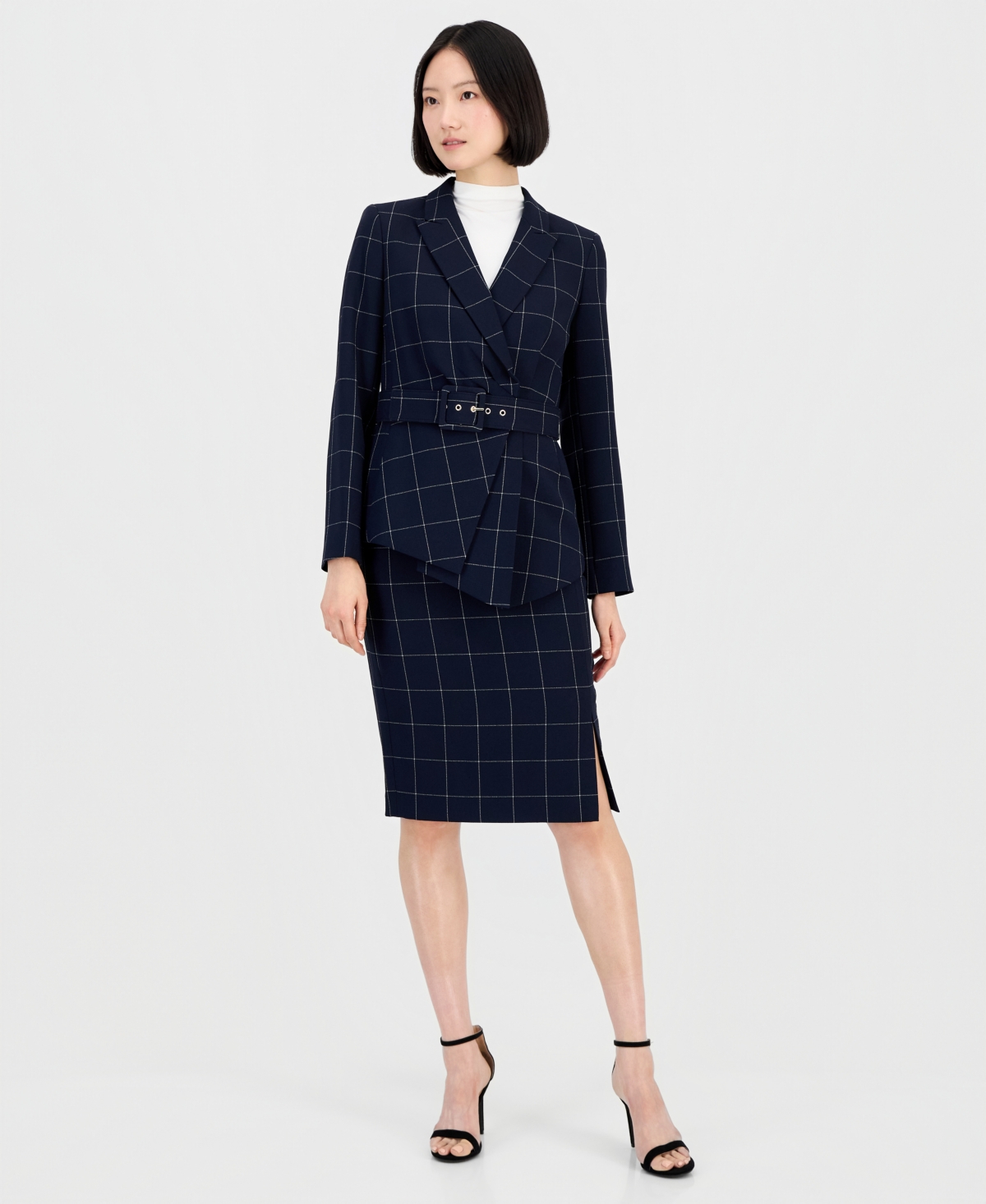 Click here for Tahari Asl Womens Windowpane-Print Skirt Suit Set... prices