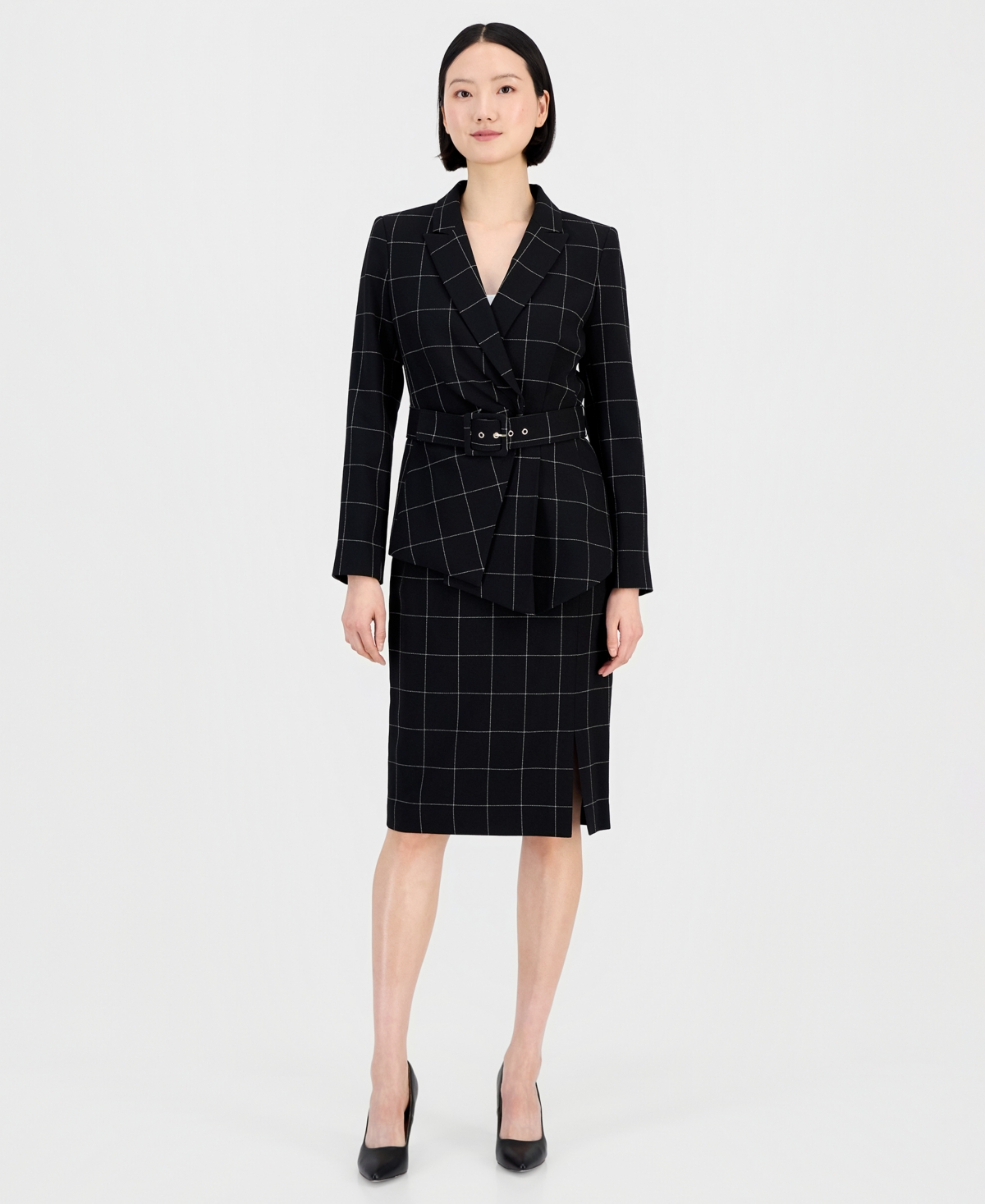 Click here for Tahari Asl Womens Windowpane-Print Skirt Suit Set... prices
