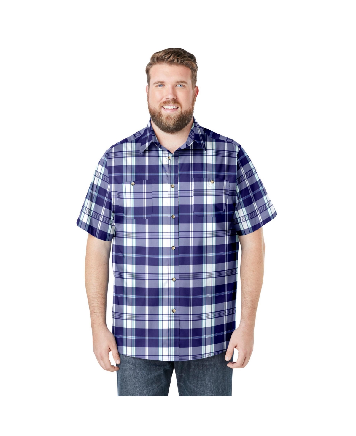 Click here for KingSize Big & Tall Short-Sleeve Plaid Shirt - New... prices