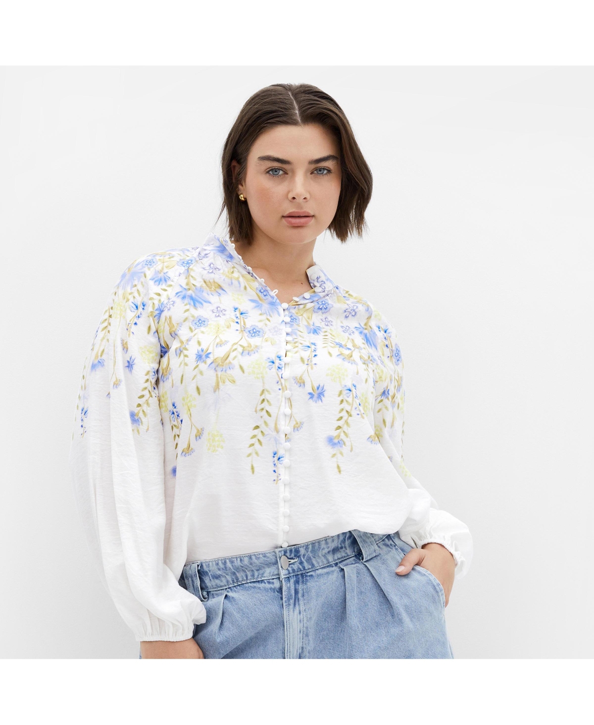 Click here for City Chic Plus Size Lilliana Shirt - Meadow ivory prices