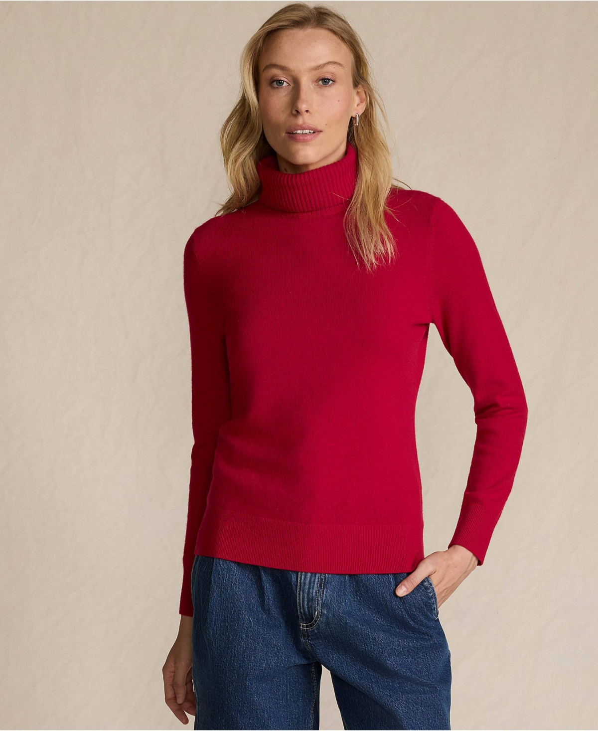 Click here for Lands End Womens Turtleneck Sweater - Rich red prices